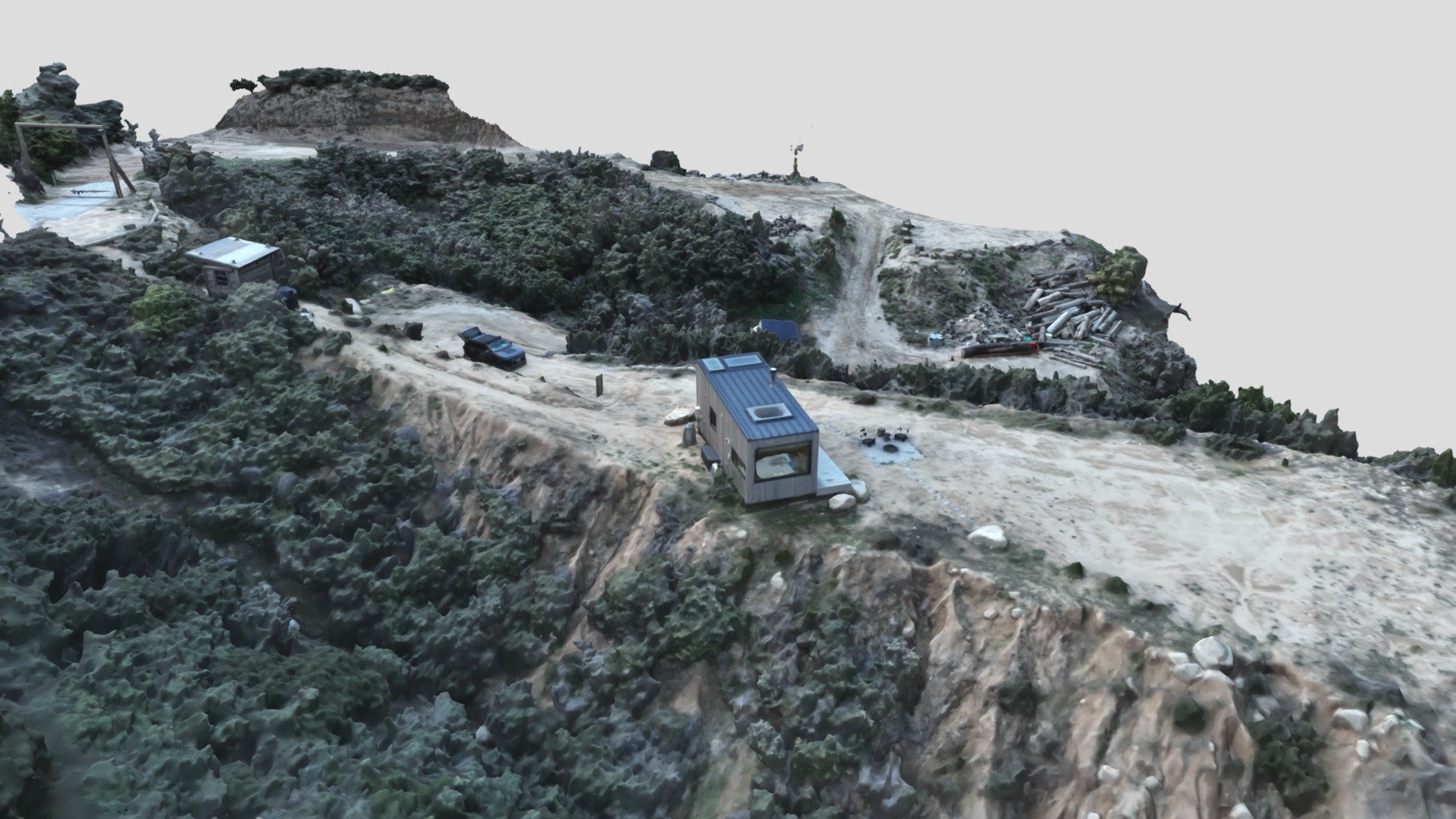 Cliffside Wilderness Cabin - 3D model by Havitar [0a87a61] - Sketchfab