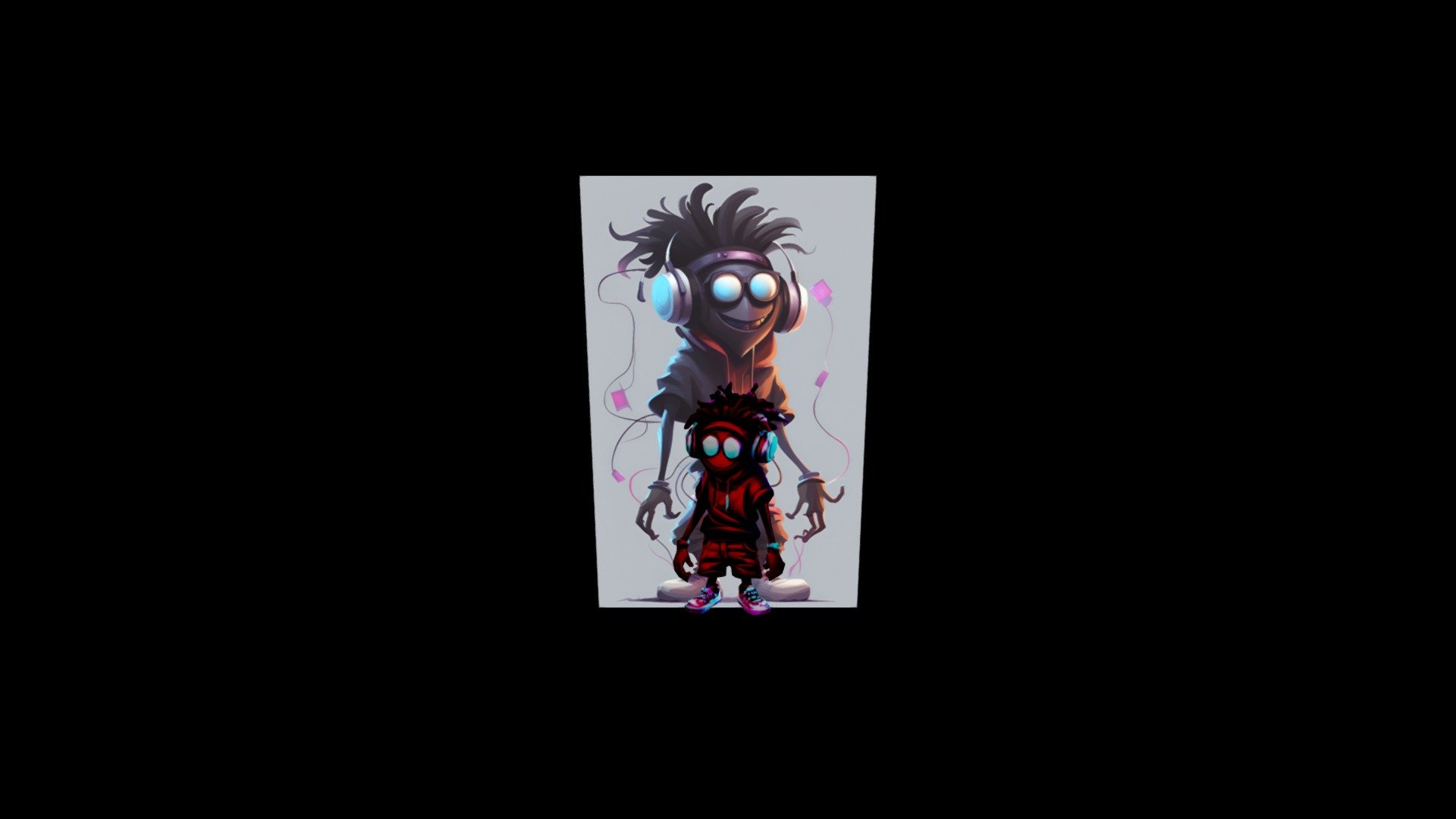 "Cartoon Character with Headphones and Earbuds" - Download Free 3D ...