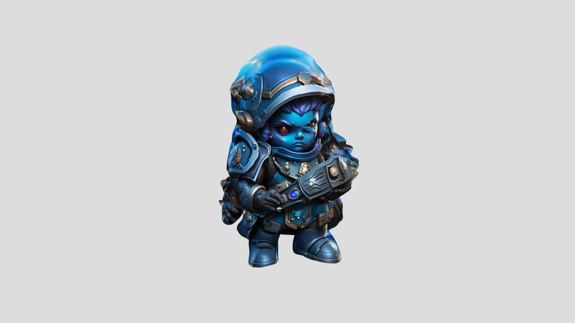 Cute little blue robot in a suit holding a gun. - Download Free 3D ...