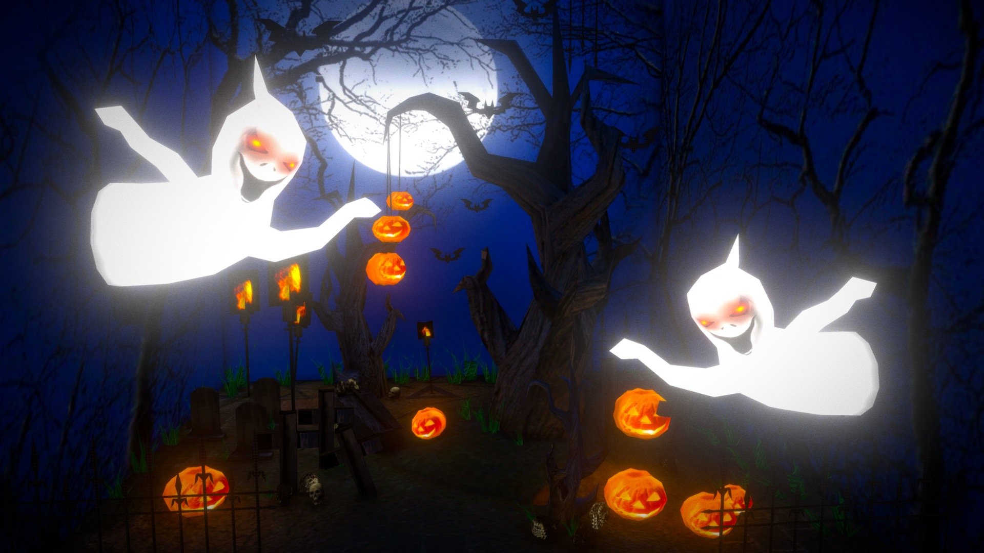 Halloween Scene - Download Free 3D model by Katydid (@Katydid ...