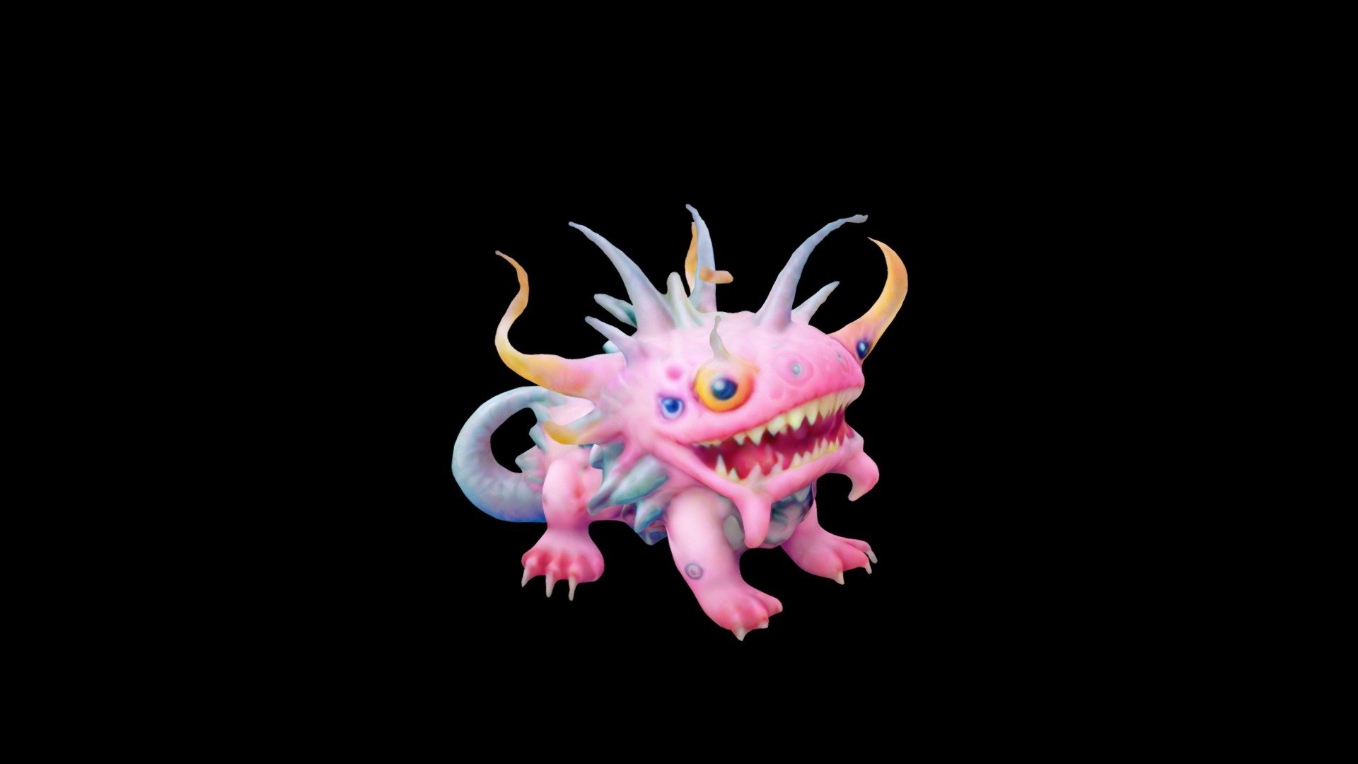a pink dragon with sharp spines on its back and - Download Free 3D ...