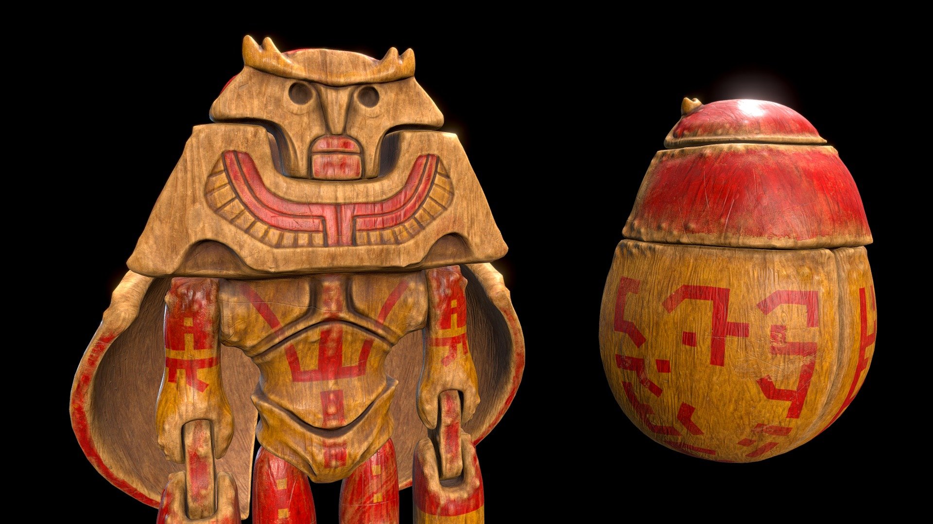 Bugman ancient wooden toy - 3D model by tramdrey [0b2ac07] - Sketchfab