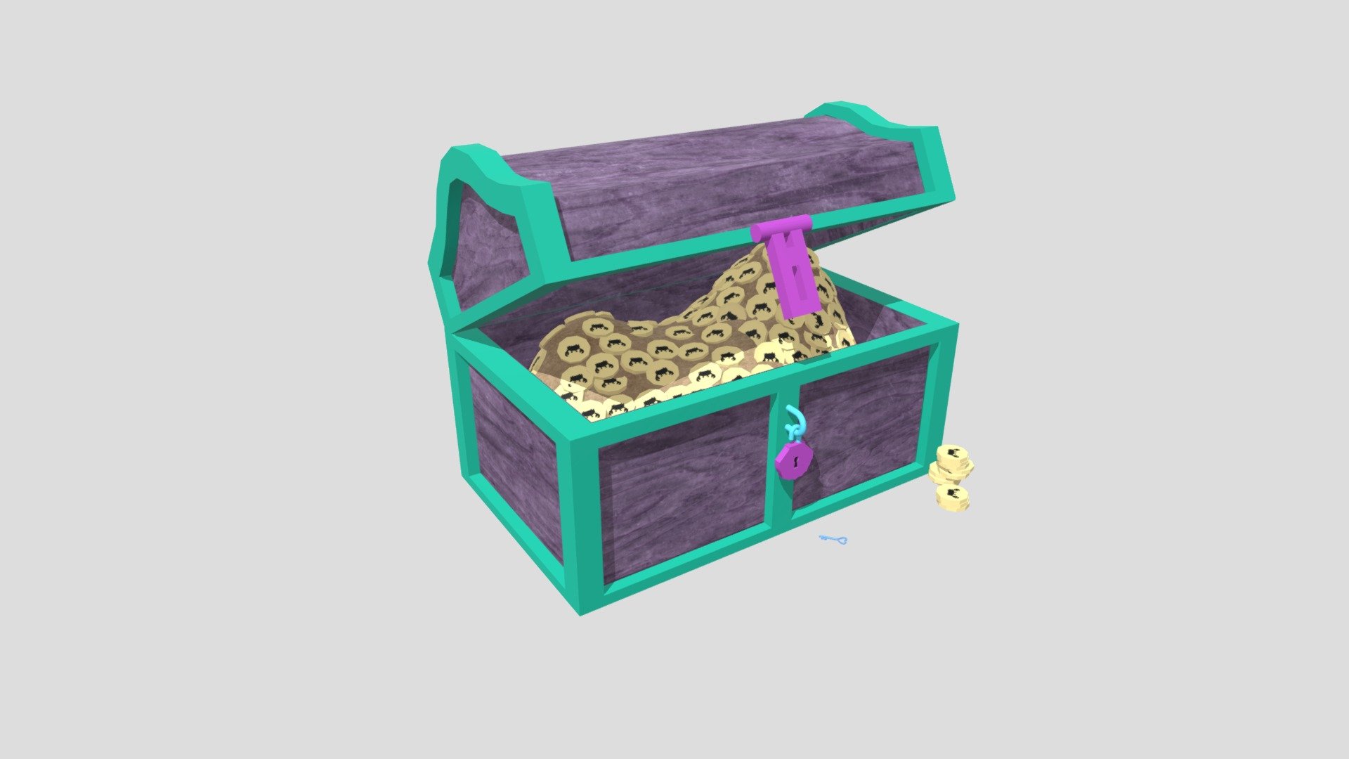 Mermaid themed treasure chest & treasure. - 3D model by mary-mcc ...