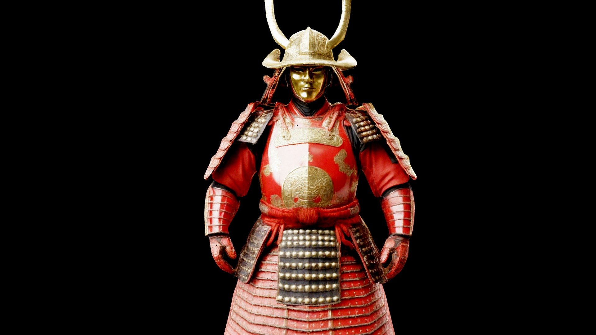 Japanese samurai A-position, red imperial armor - Download Free 3D ...