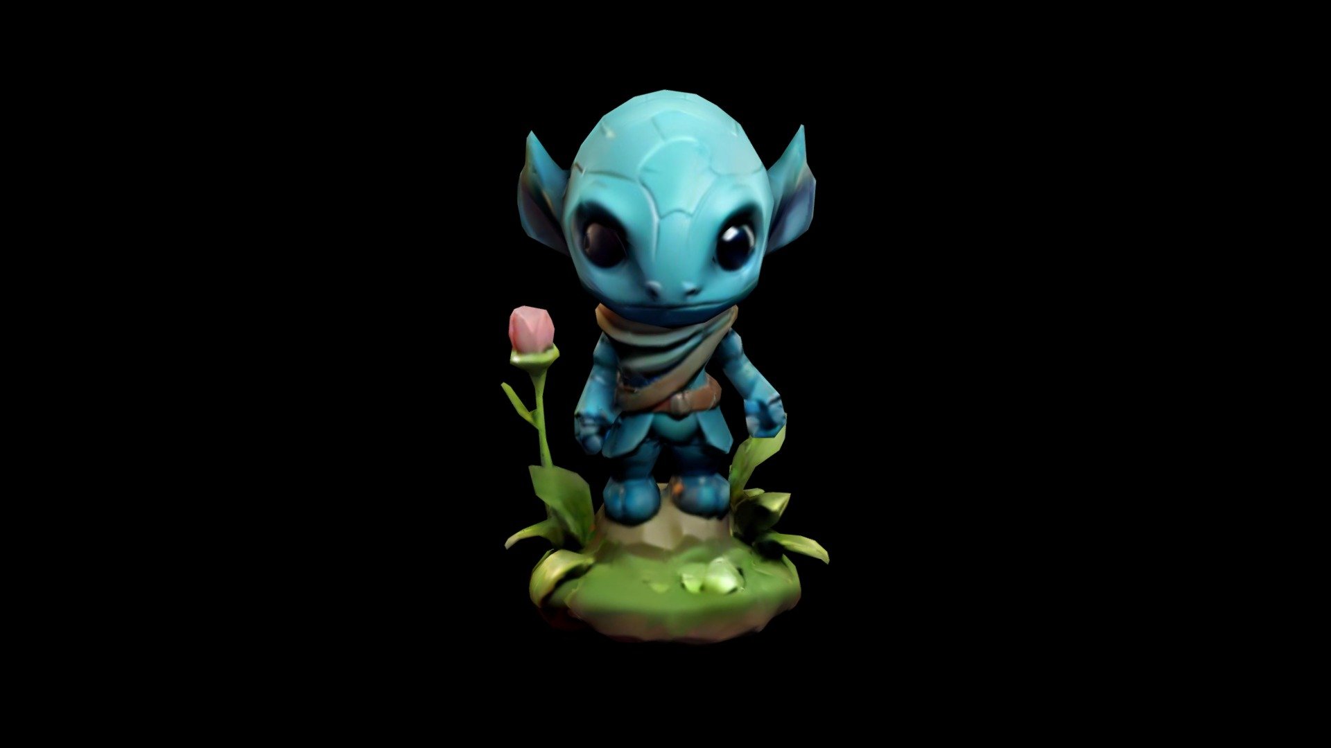 a figurine of a turtle with a flower in its m - Download Free 3D model ...