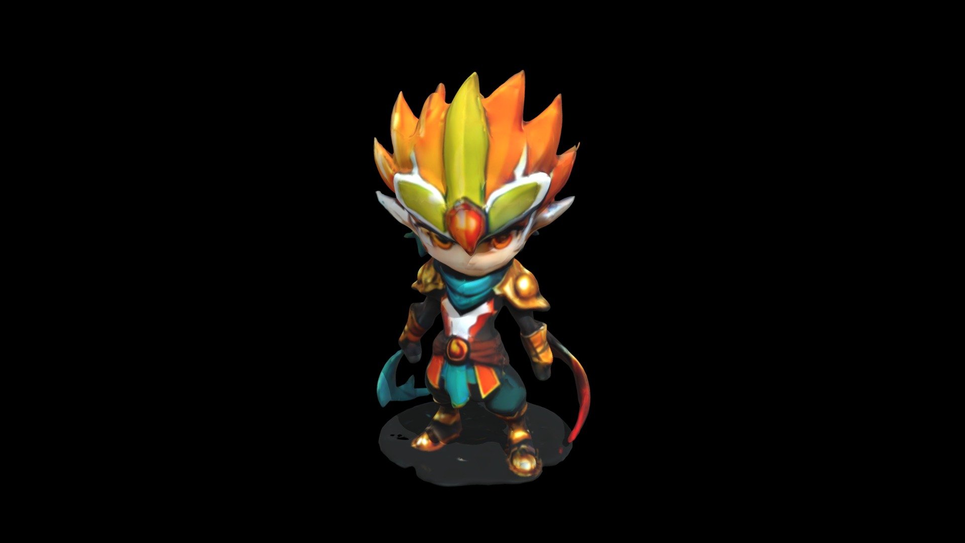 "Fierce Fighter with Colorful Armor and Fiery Ma - Download Free 3D ...
