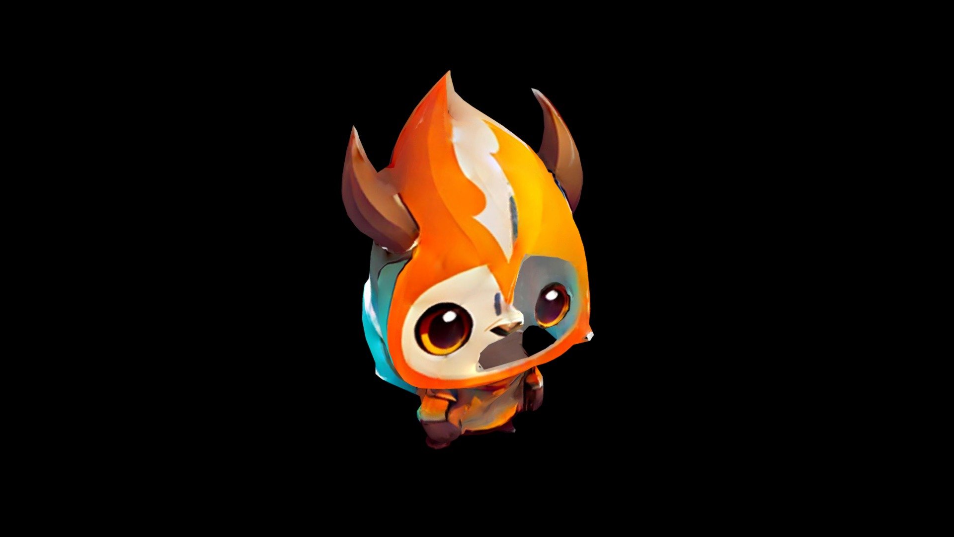 A chibi style character with orange and blue col - Download Free 3D ...