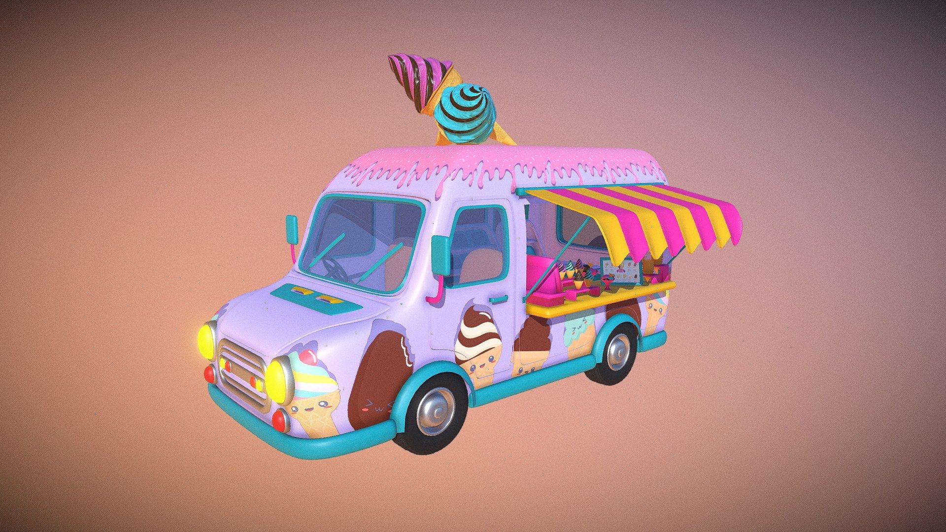Stylized ice cream truck - Buy Royalty Free 3D model by wingstech.3d ...