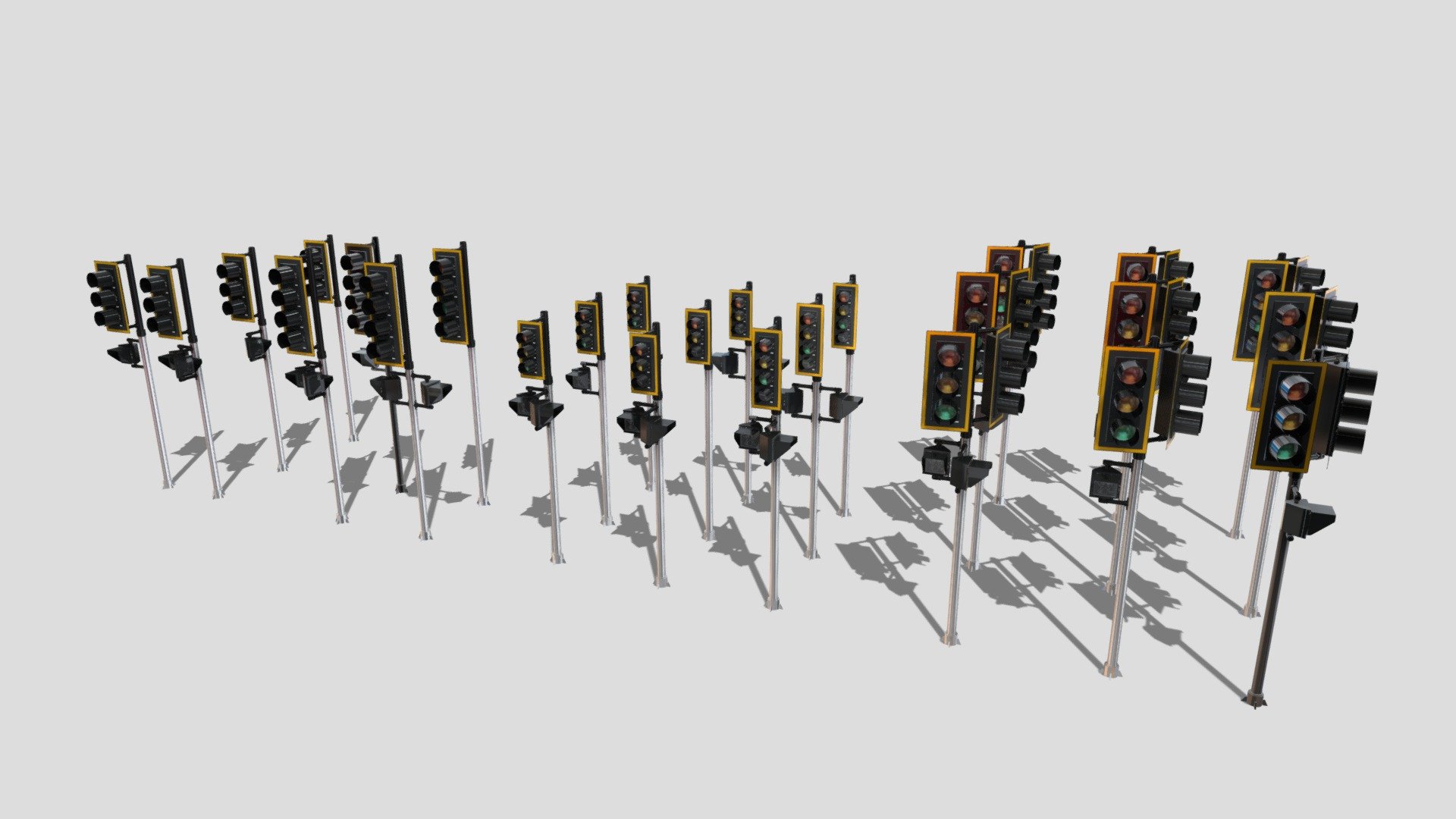 Modern Red Fox Single Post Traffic Signals - 3D model by Signalrenders ...