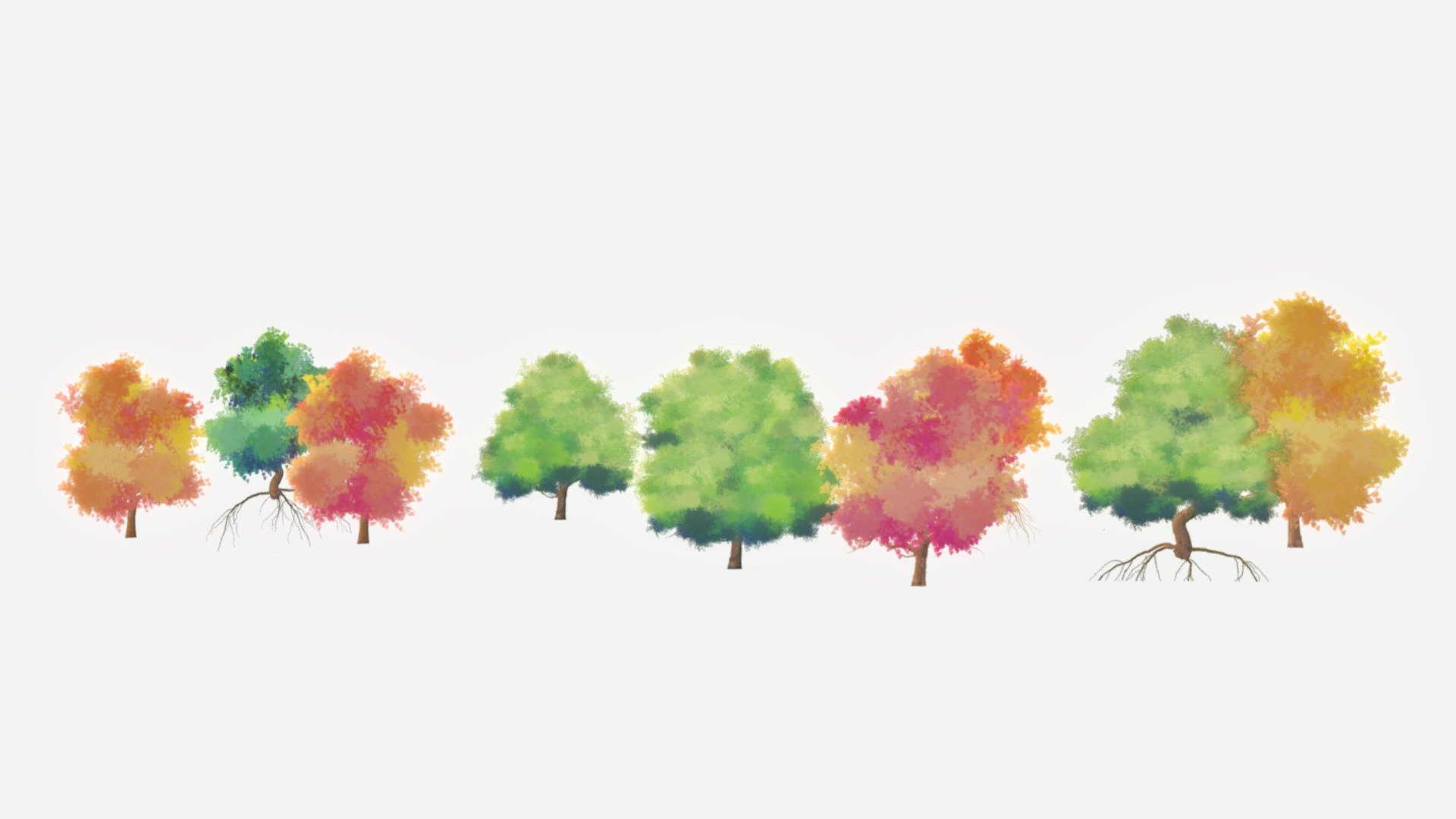 2d Handpainted Trees Billboards - Buy Royalty Free 3D model by ahingel ...