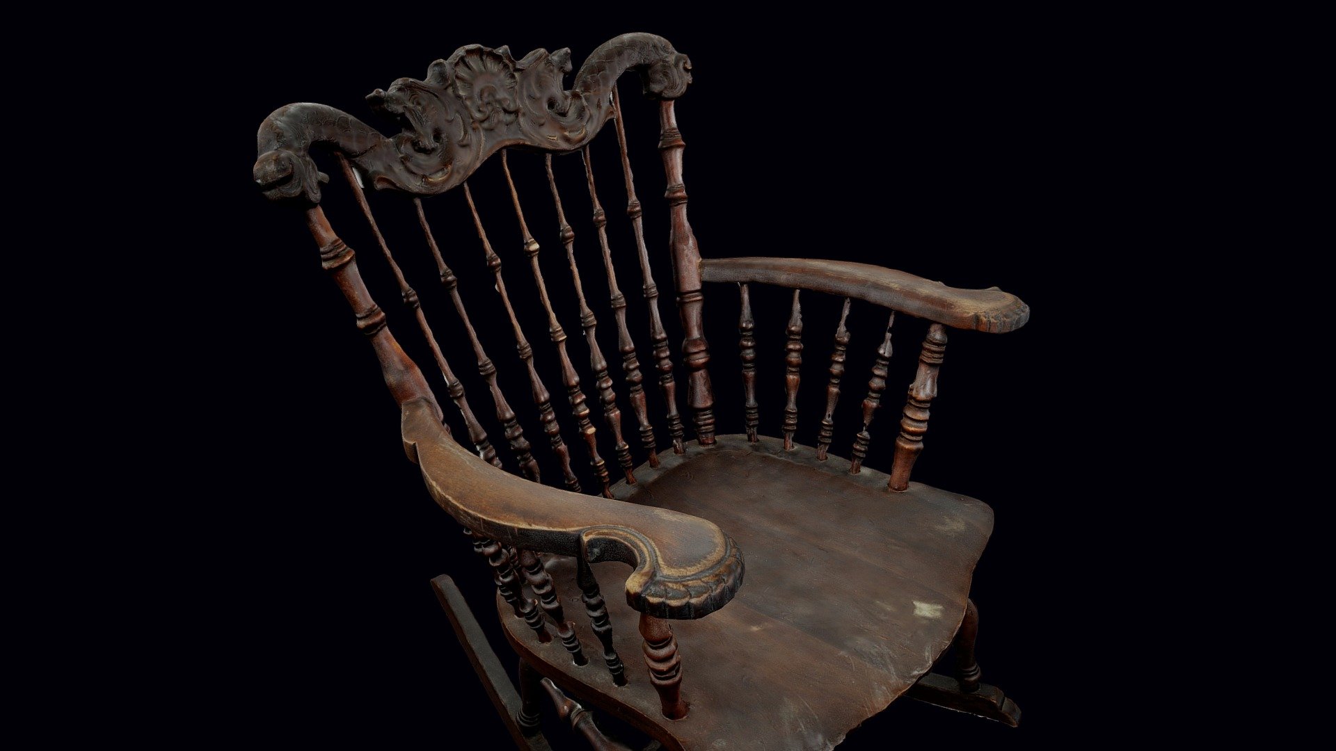 Rocking chair with sea monster motif - 3D model by lh (@lhsf) [0bde5f8 ...