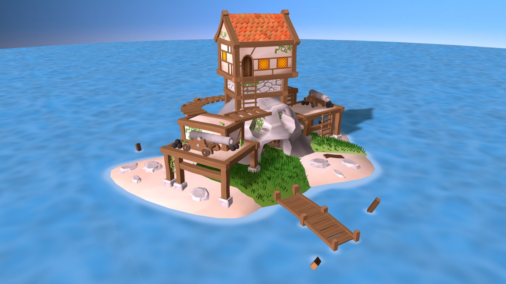 Skull Island - Pirate Outpost - 3D model by KenField [0c063da] - Sketchfab