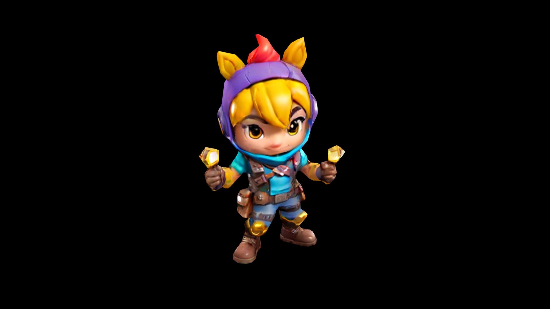 Chibi Robo character with yellow hair and purple - Download Free 3D ...