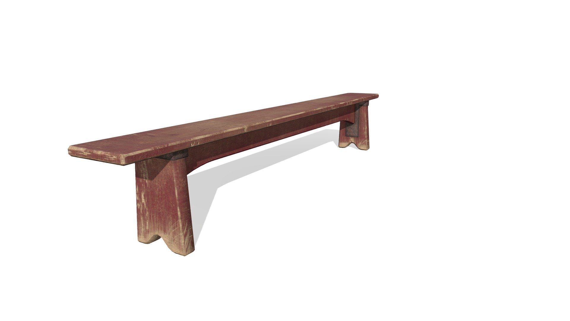 Low Poly Old Red Painted Wooden Bench - Download Free 3D model by ...