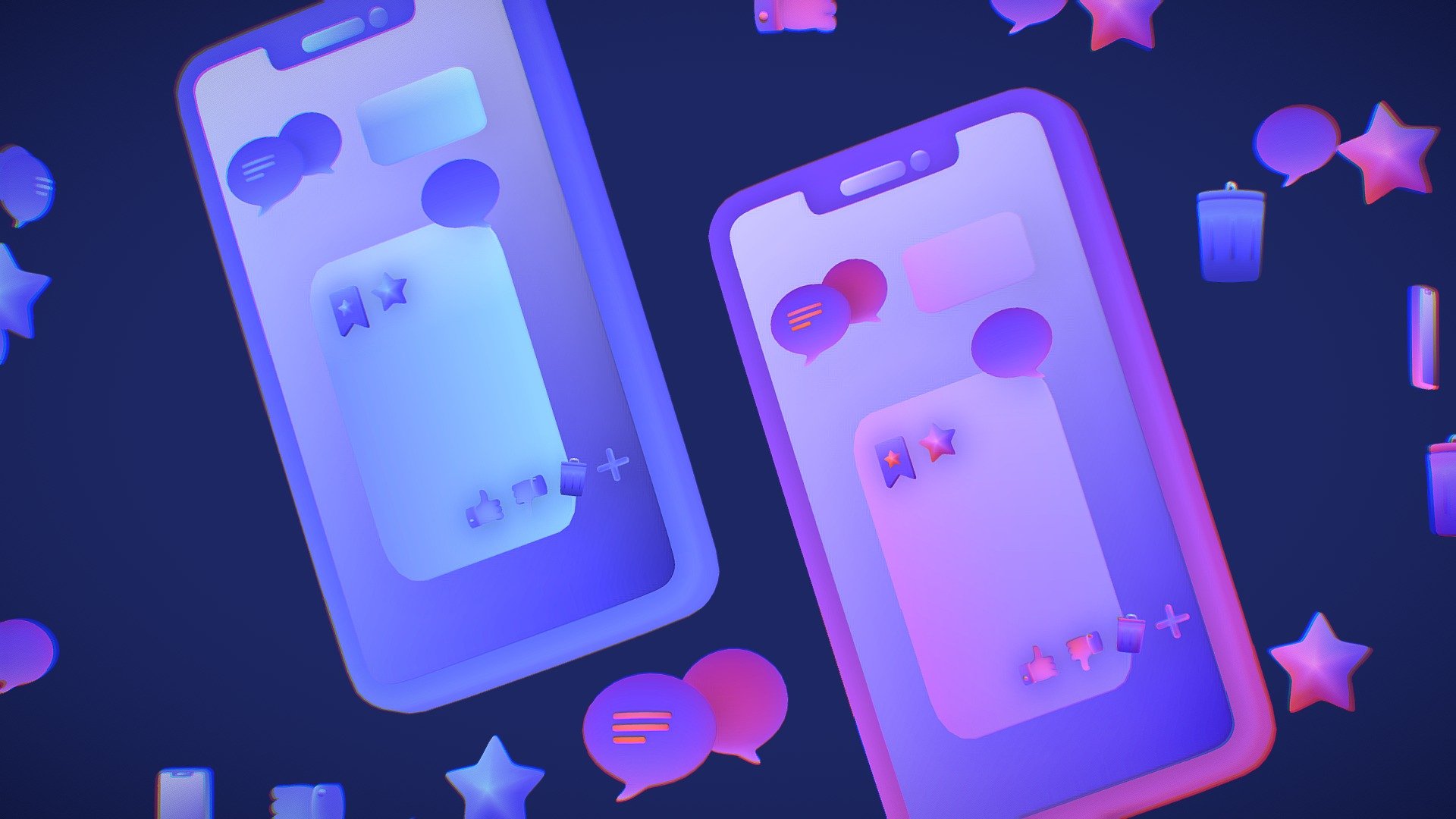 3D icon mobile phone chat assets use in AR/VR - Download Free 3D model ...