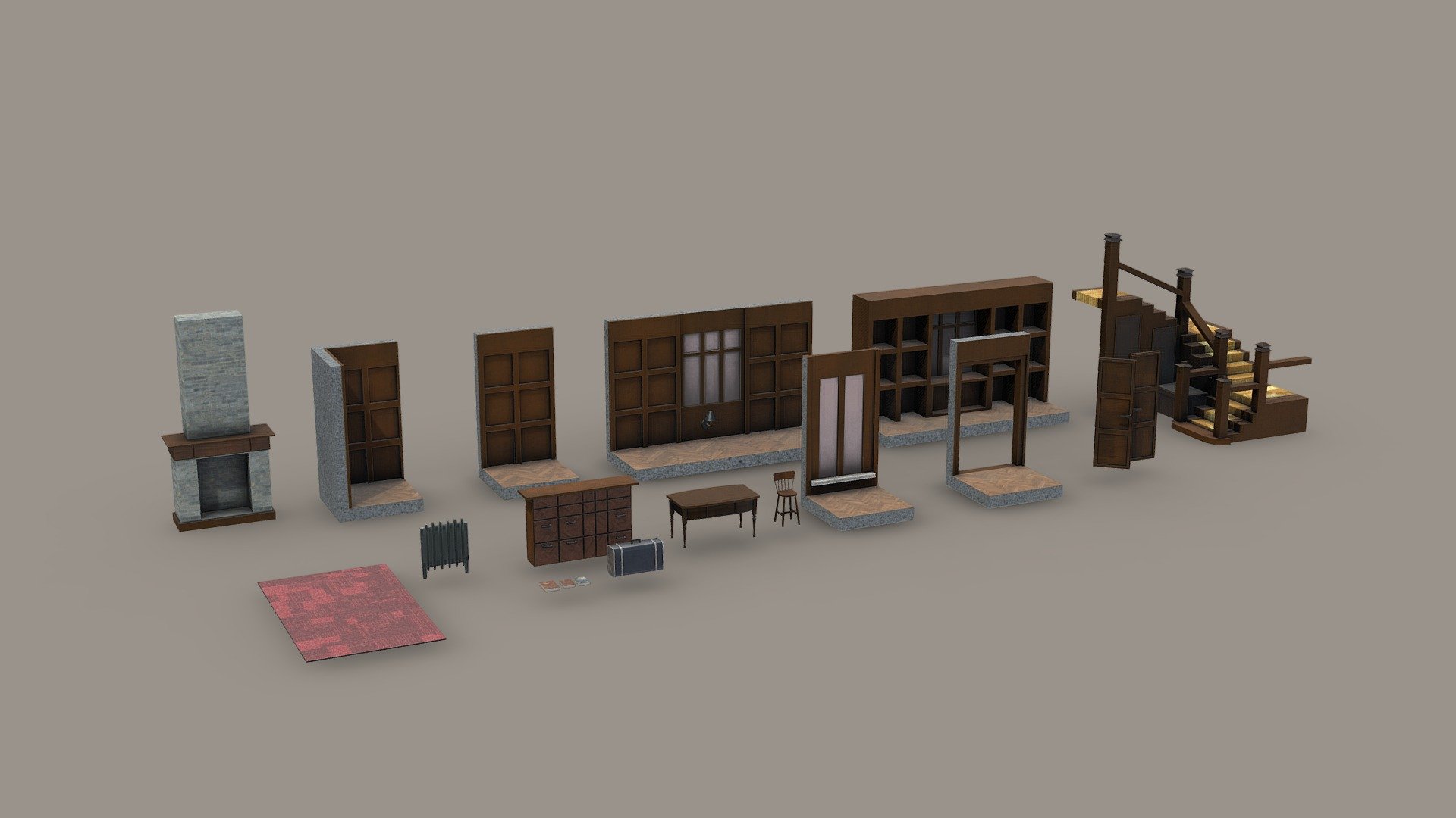 Vintage Room Game Asset (Low Poly) - 3D model by gozdemrl [0c2cf76 ...