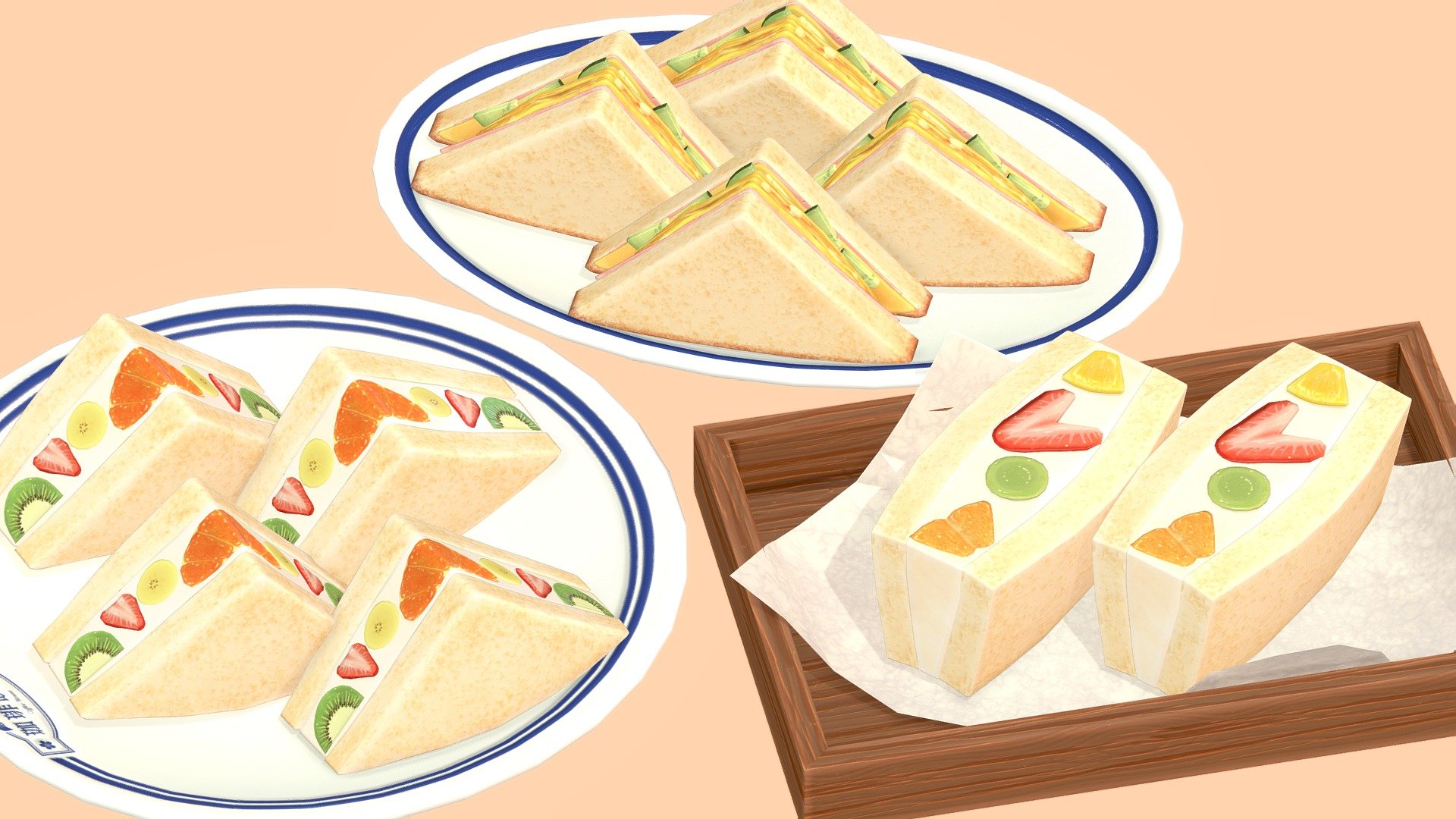 喫茶店 ~ Stylized Japanese Sandwich Pack - 3D model by IceCream Gan ...