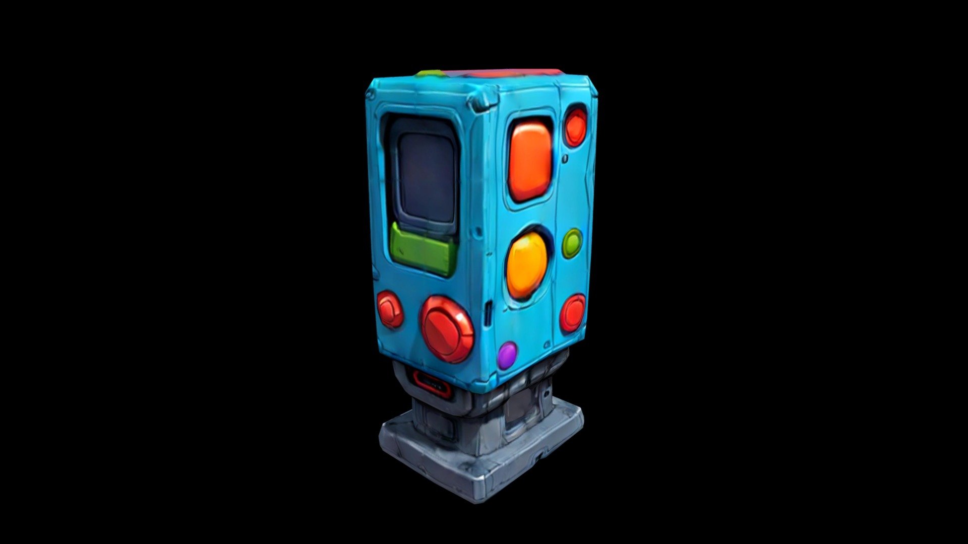 a vibrant blue toy cube with several buttons and - Download Free 3D ...