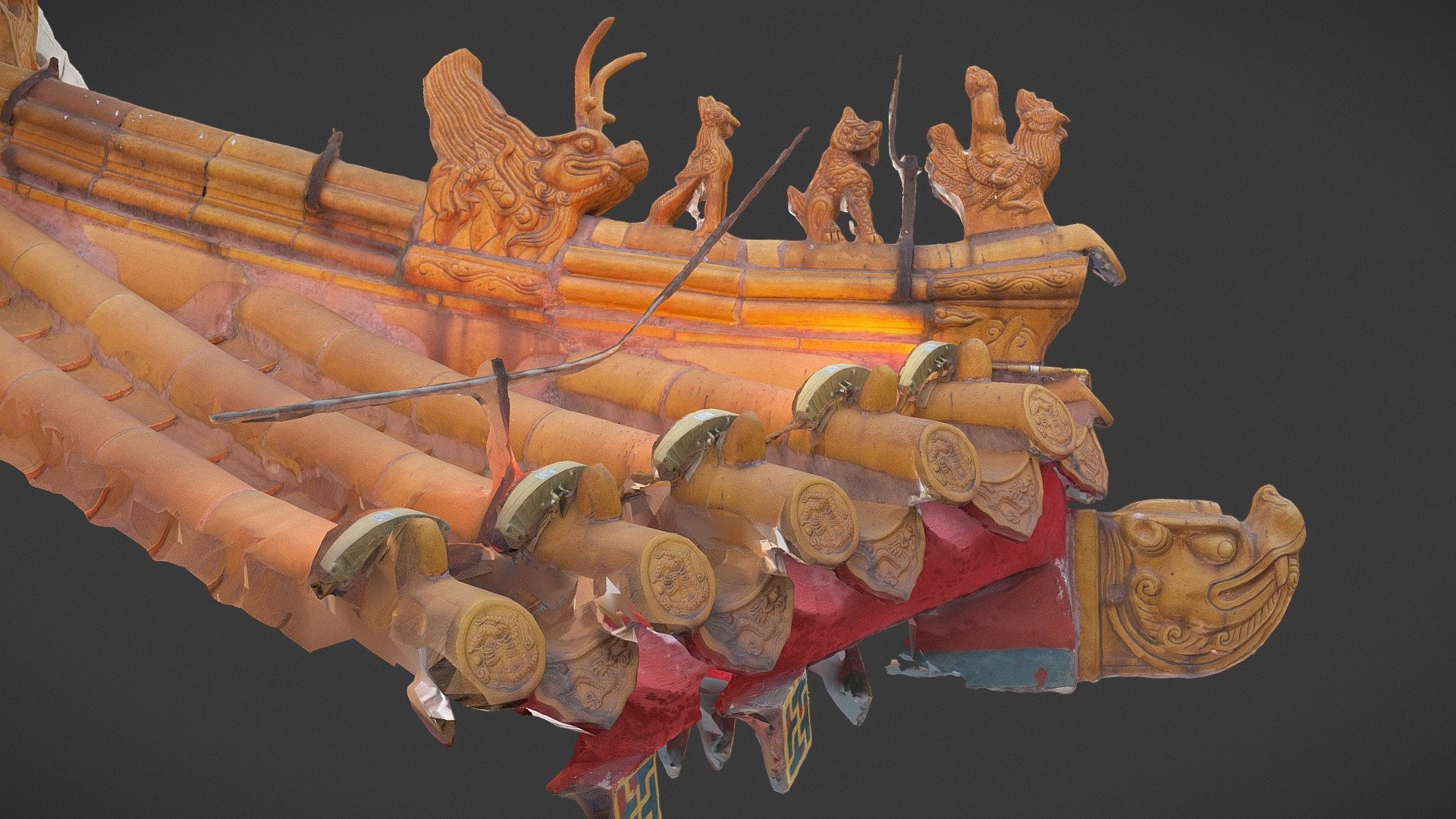 Chinese roof ridge ornament - Download Free 3D model by SibeYu [0c44d45 ...