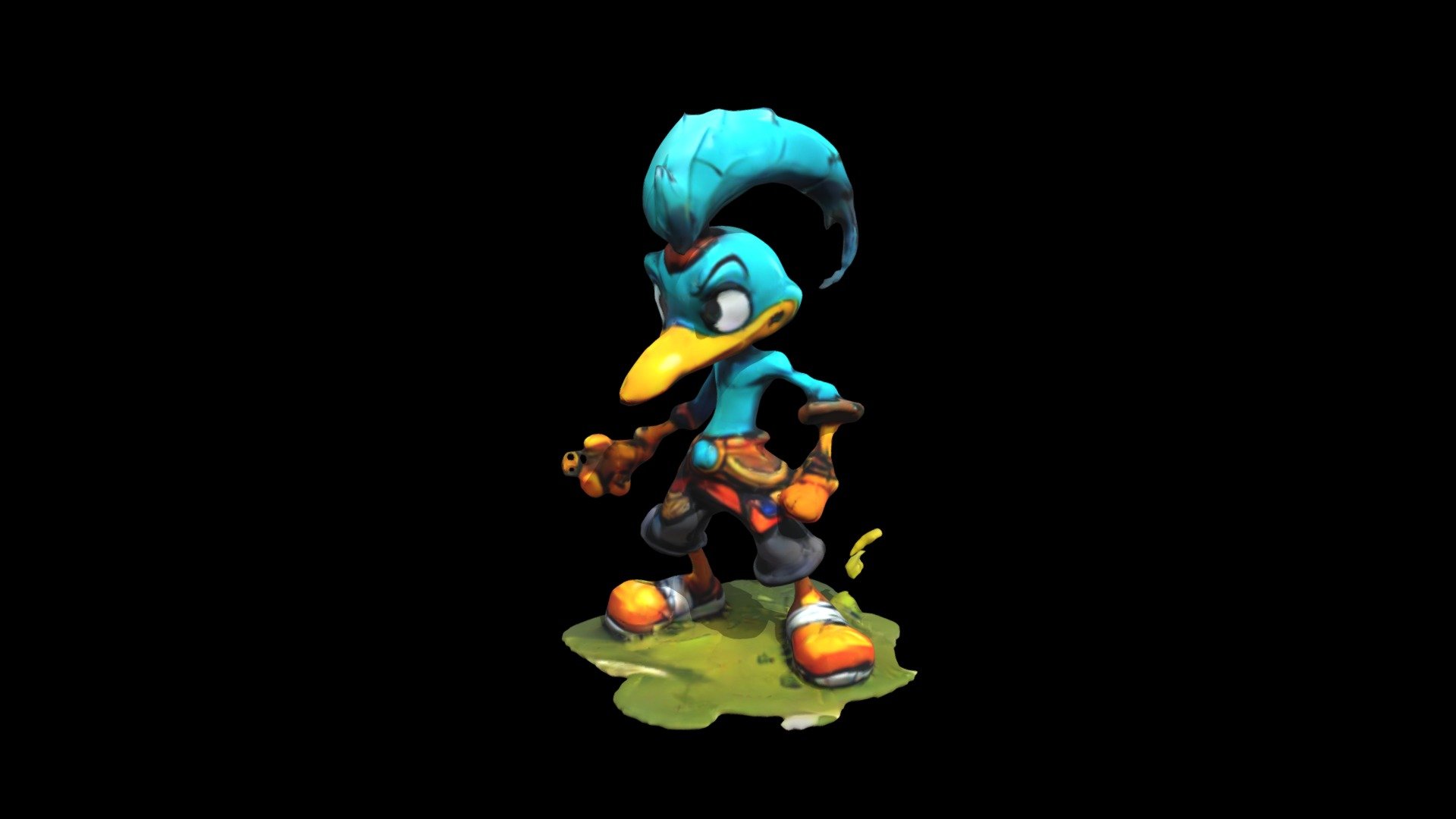 a quizzical cartoon duck, blue in color with a l - Download Free 3D ...