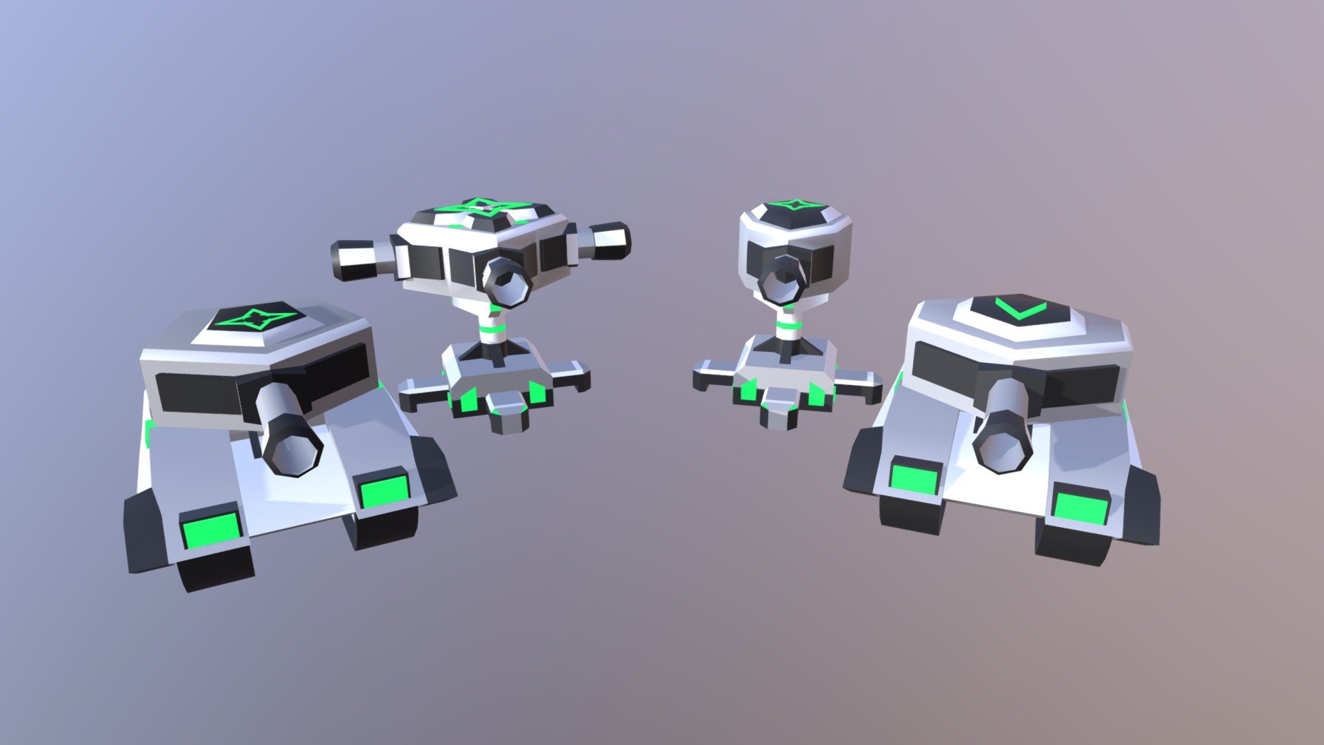 Tanks & Turrets (low poly) - 3D model by Bumroker [0c5a984] - Sketchfab