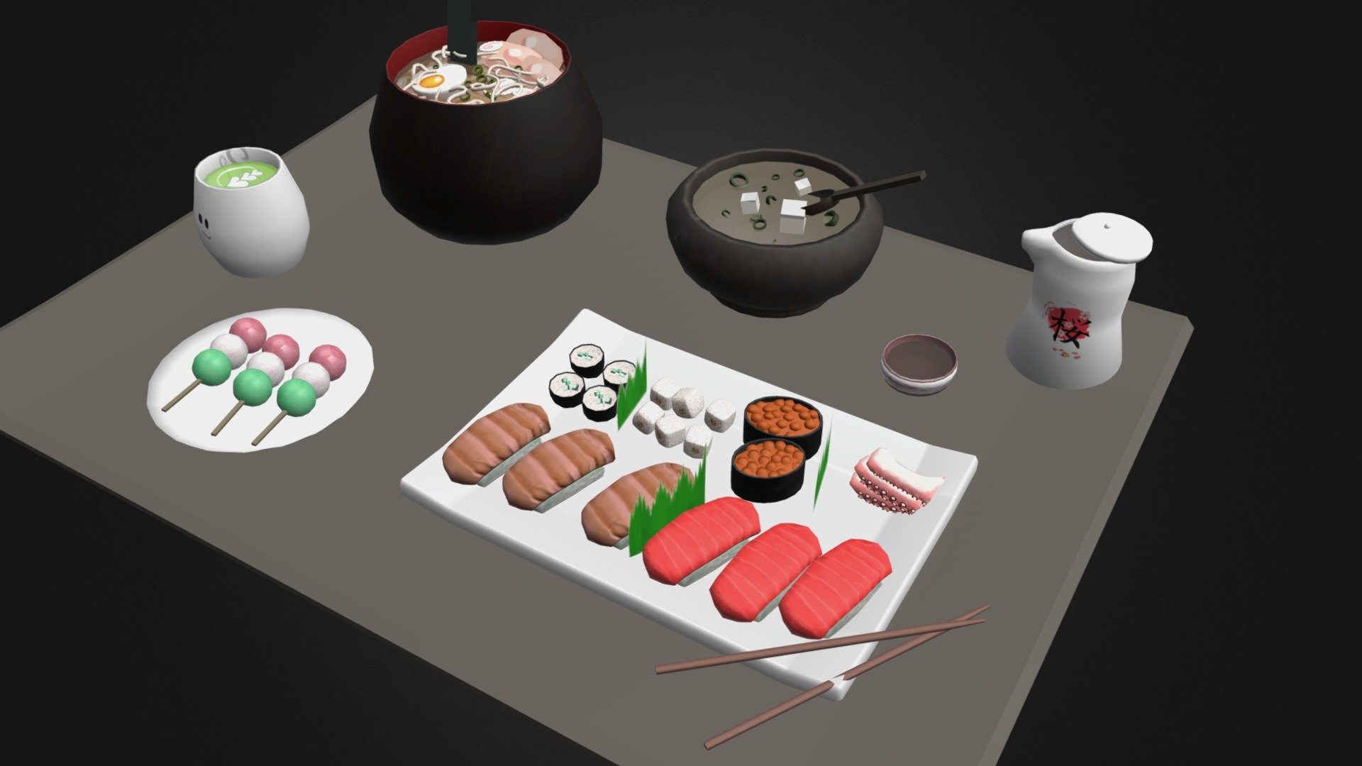 Japanese food - 3D model by Ellie (@eymori) [0c5bb7a] - Sketchfab