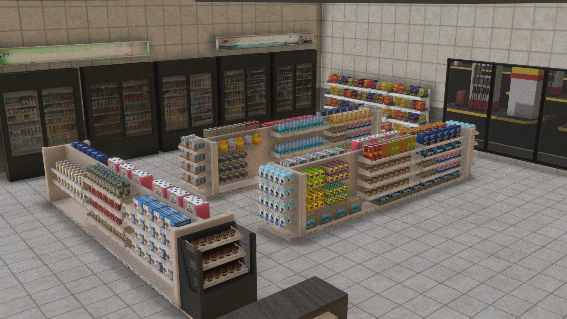 Gas Station Shop - 3D model by modeljuice [0c91888] - Sketchfab
