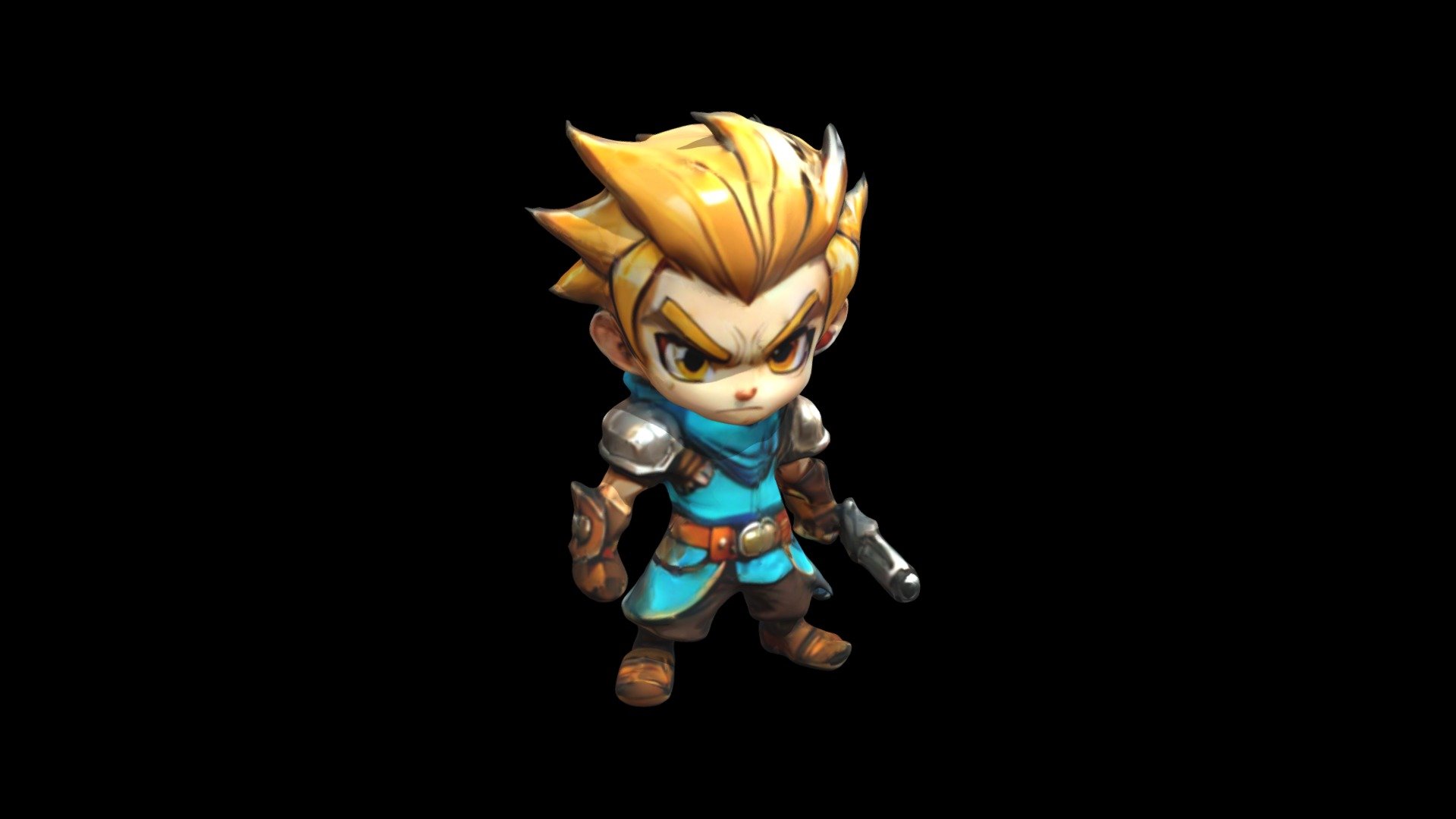 Anime character with blond spiky hair, holding a - Download Free 3D ...