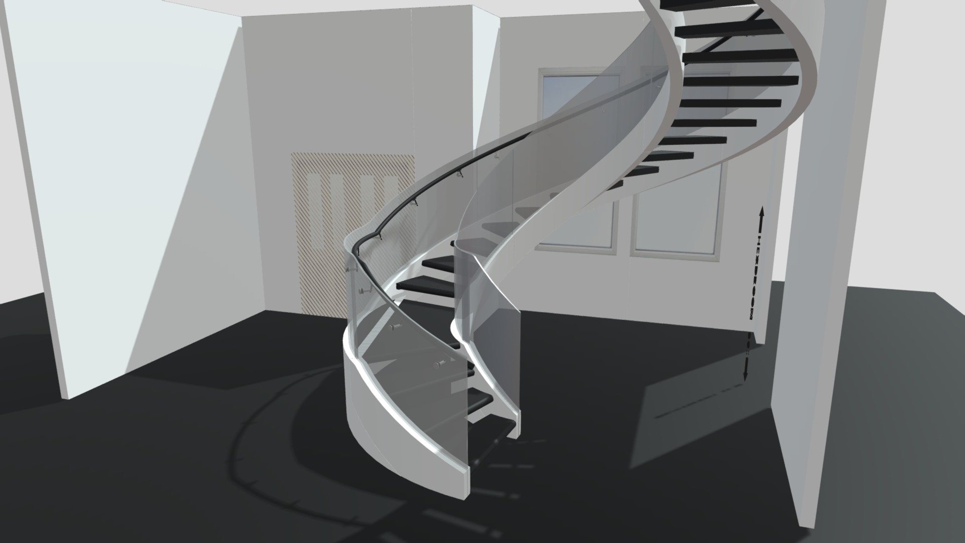 curved glass with side mounted handrail - 3D model by Bast floors and ...