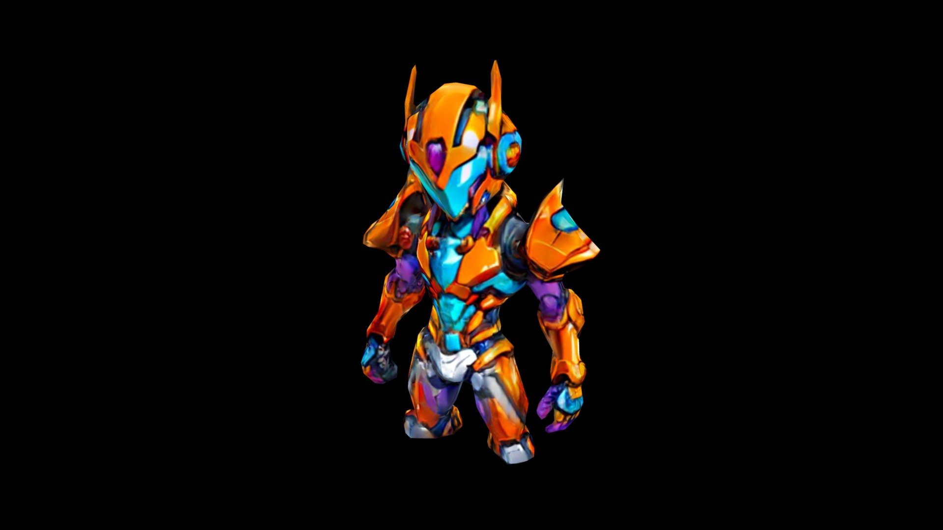 A Superhero with an orange and blue exo-suit. - Download Free 3D model ...