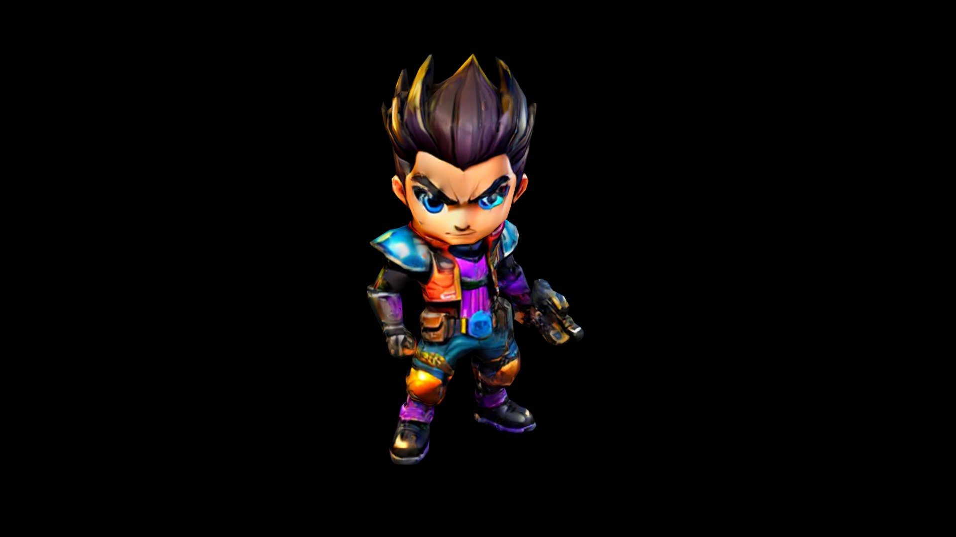 Anime character with cool pose and intense expre - Download Free 3D ...