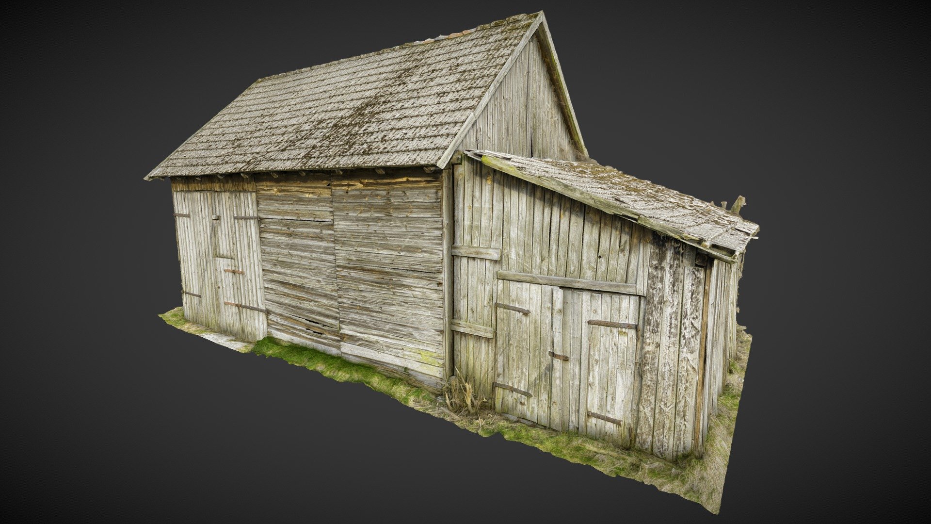 Old wooden barn with a small outbuilding - Buy Royalty Free 3D model by ...