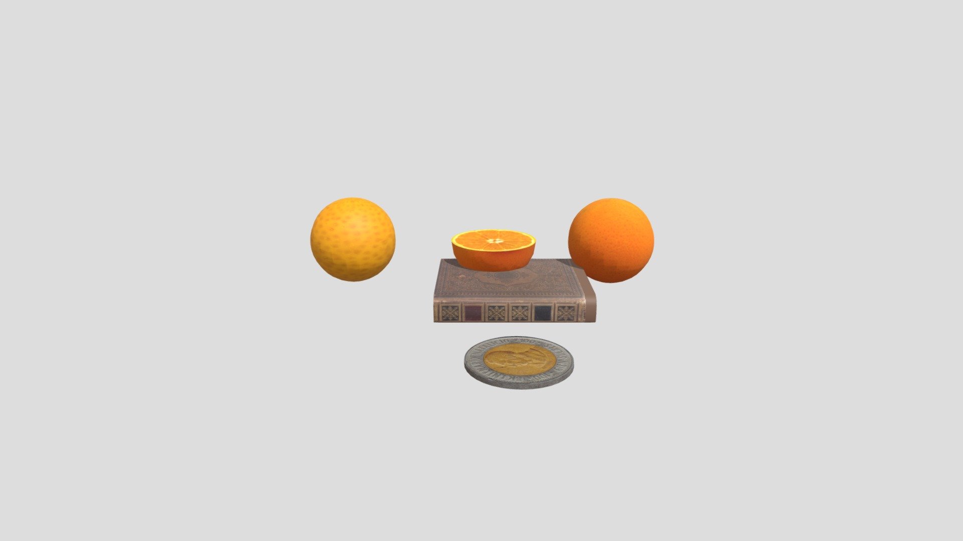 Book, Coin, and Oranges - 3D model by jerrycastaneda8 [0cc8135] - Sketchfab