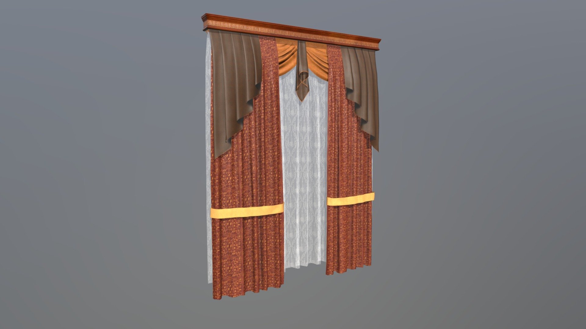 Animated hold up №602 Curtain 3D low-poly model - 3D model by serj_e ...