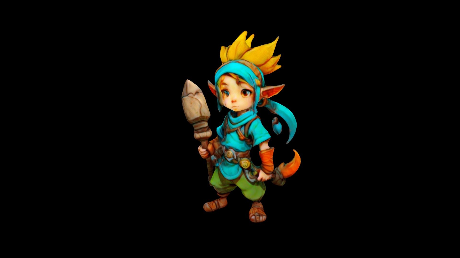 a character from the video game spelunky holding - Download Free 3D ...