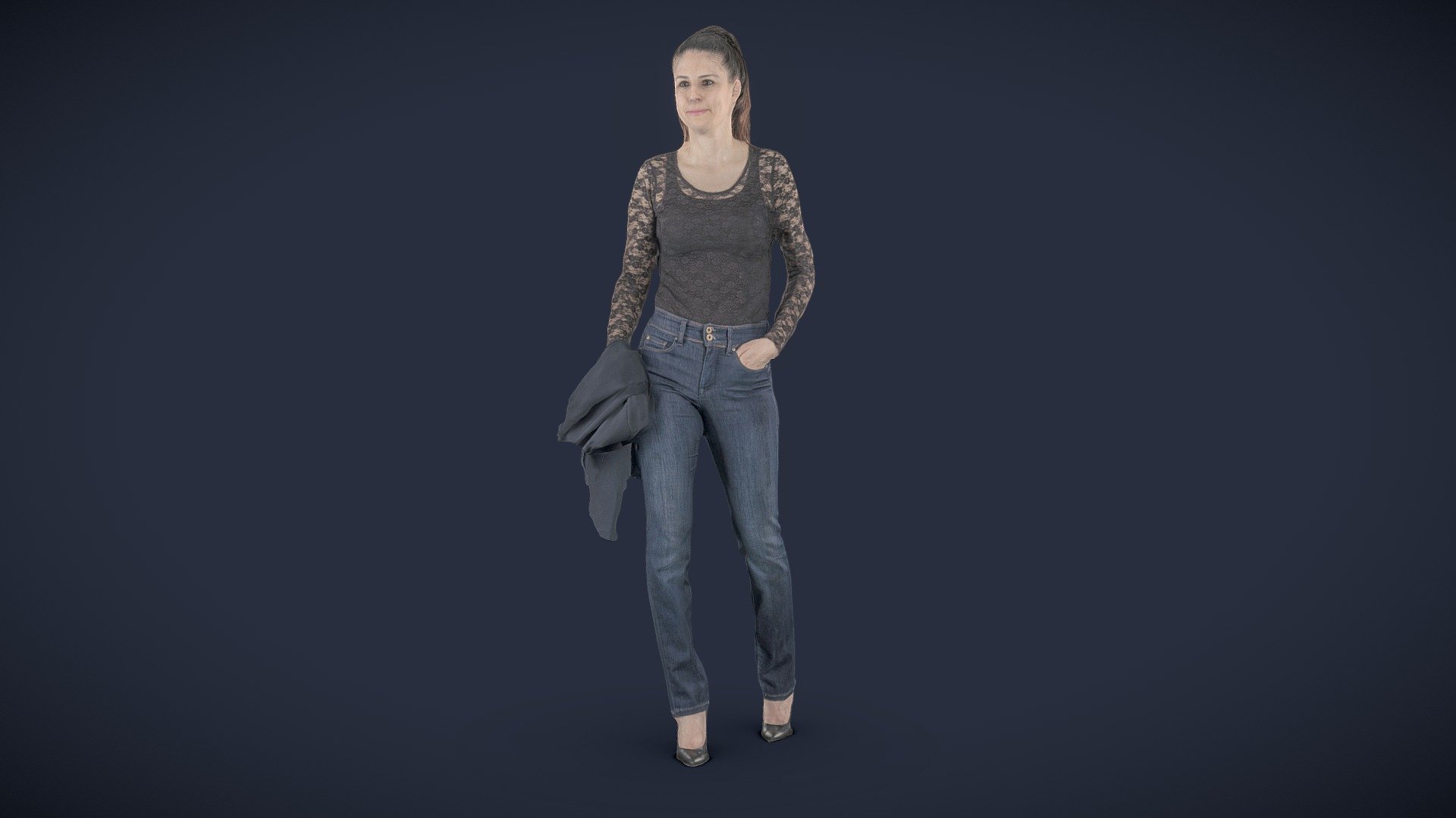 Walking business woman with suit - posed 3 scan - 3D model by ...
