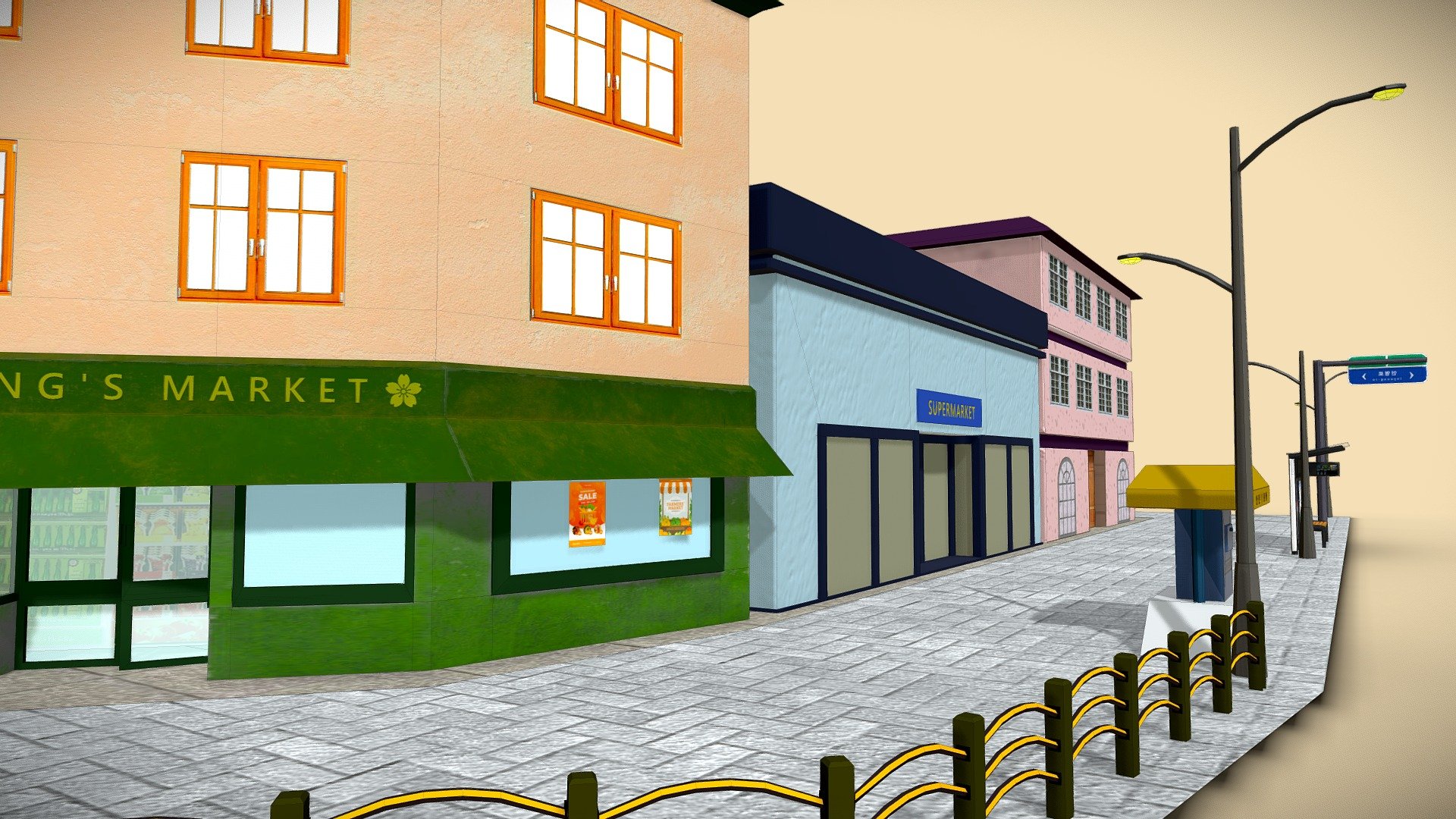 Street shops - 3D model by Sinyoung [0ce3f31] - Sketchfab