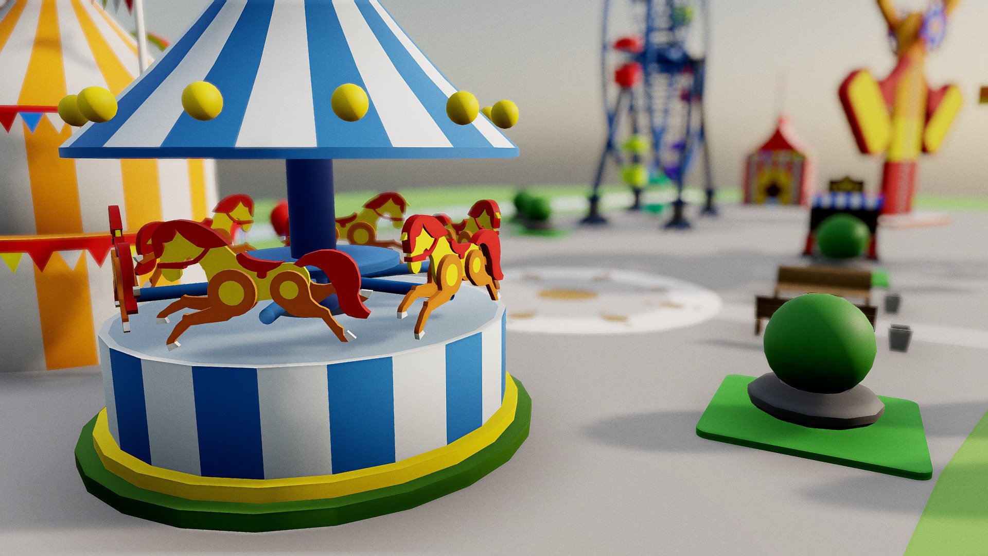Little town fair - Feria De Pueblo / LowPoly - Buy Royalty Free 3D ...