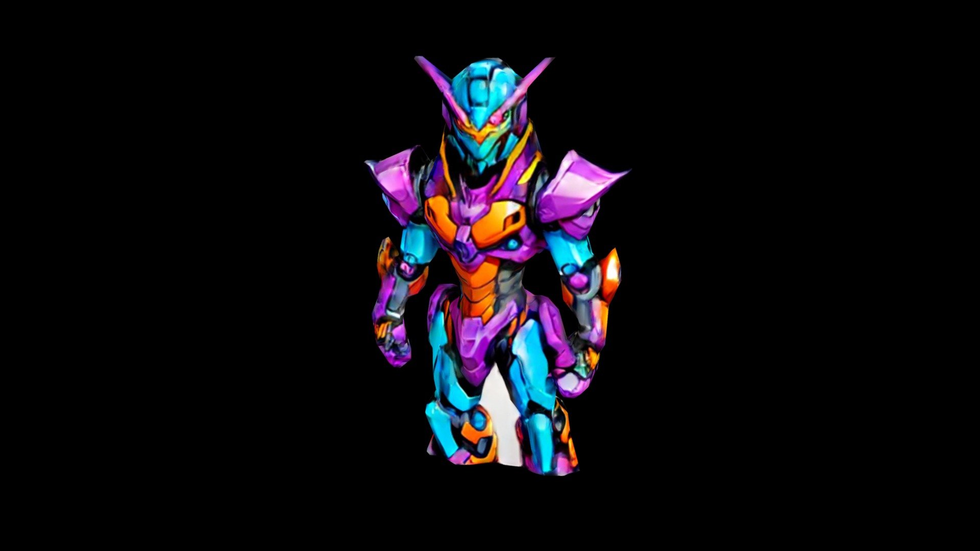 Colorful robot with blue, purple and orange comp - Download Free 3D ...