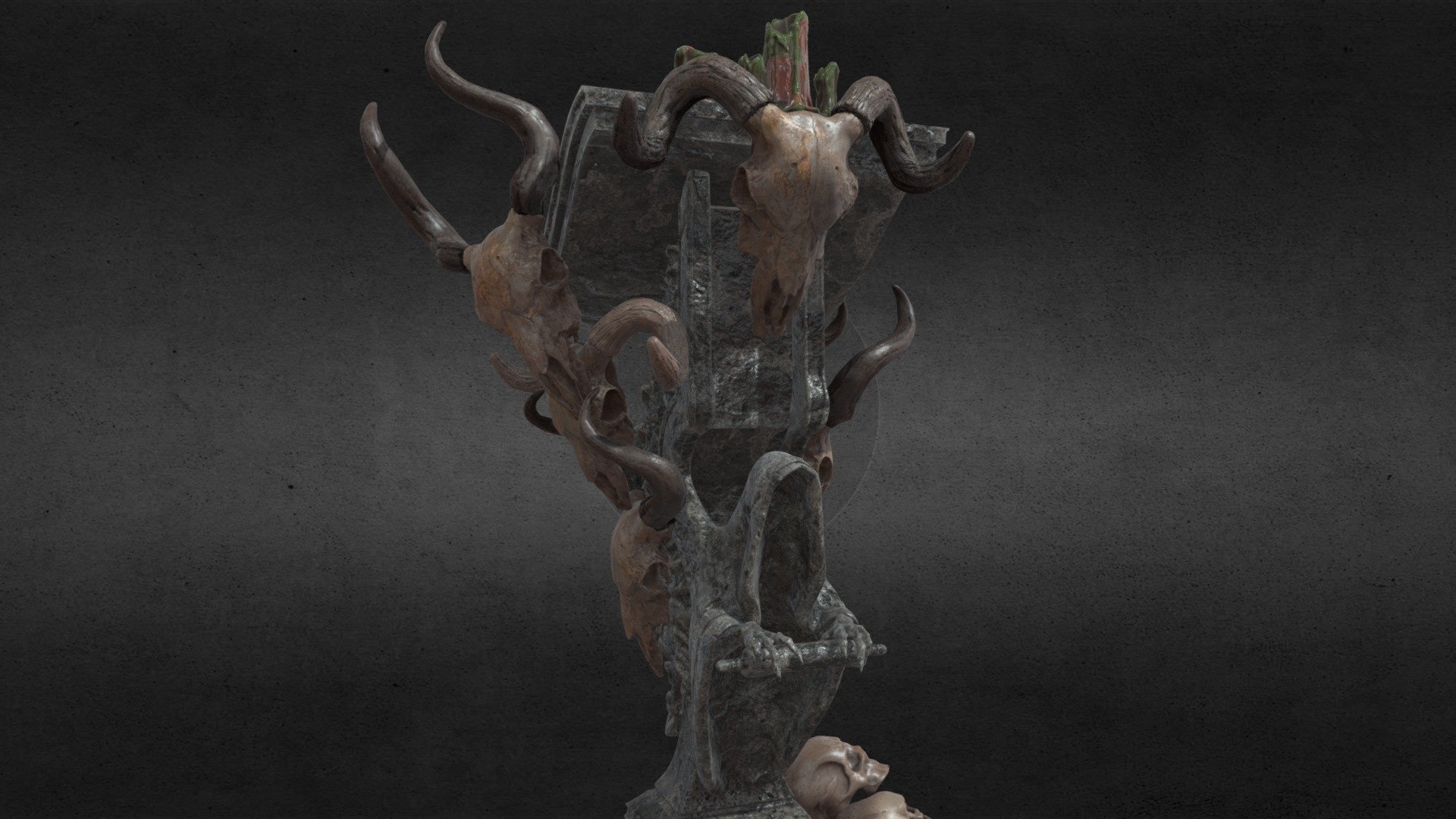 Mystical Pedestal Goat Horns - Download Free 3D model by André ...