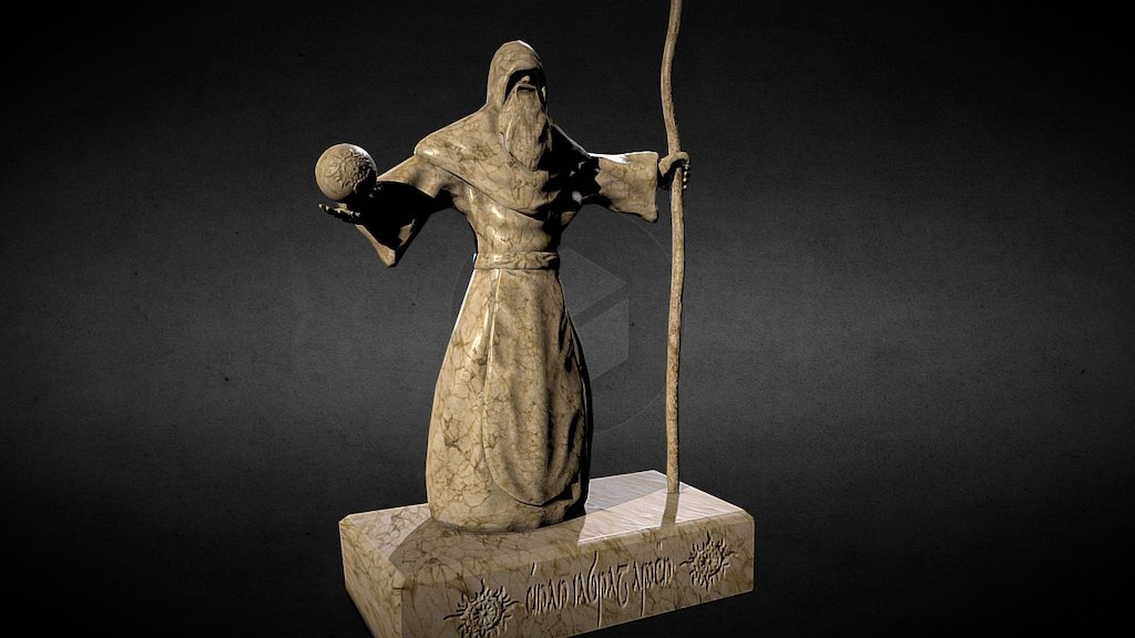 Statue marbre_Mage - Download Free 3D model by lantra [0cf6be4] - Sketchfab