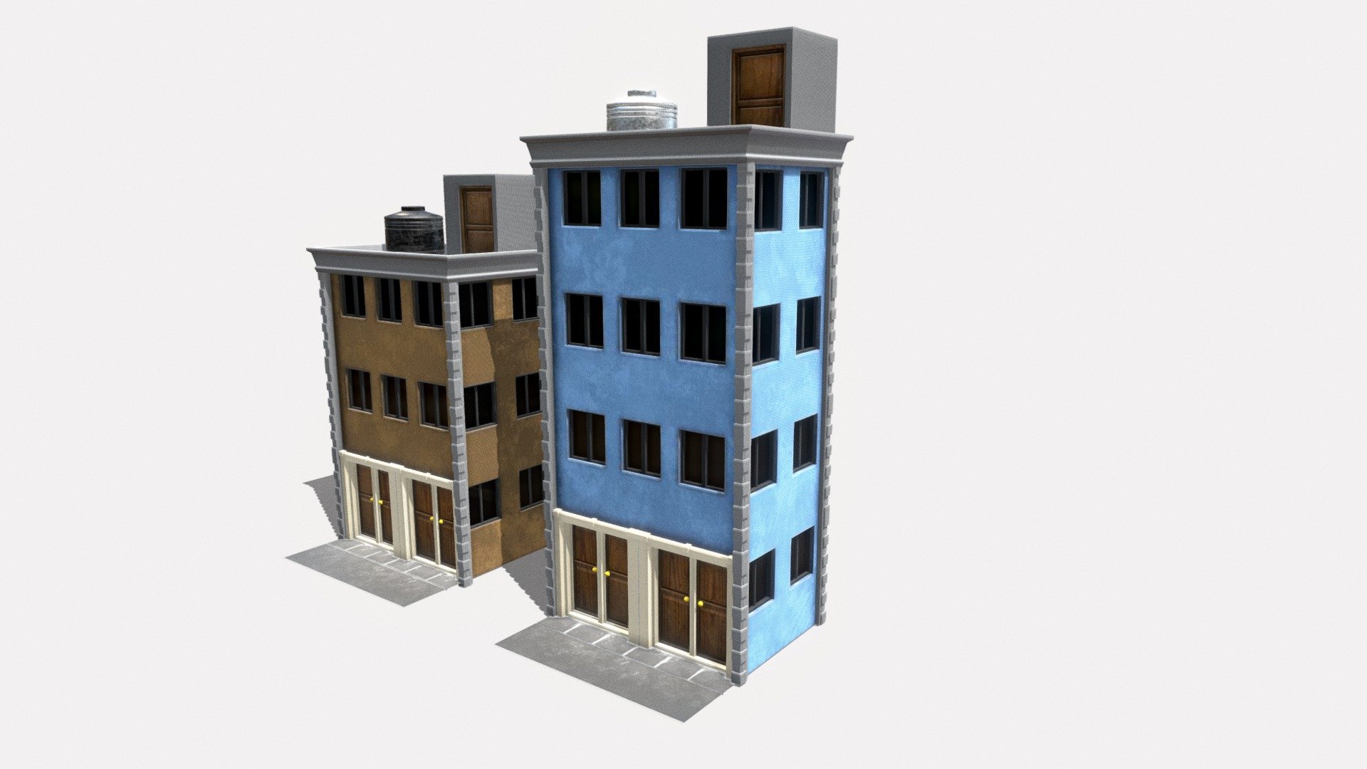 low poly buildings - 3D model by Woroking [0cfaaf4] - Sketchfab