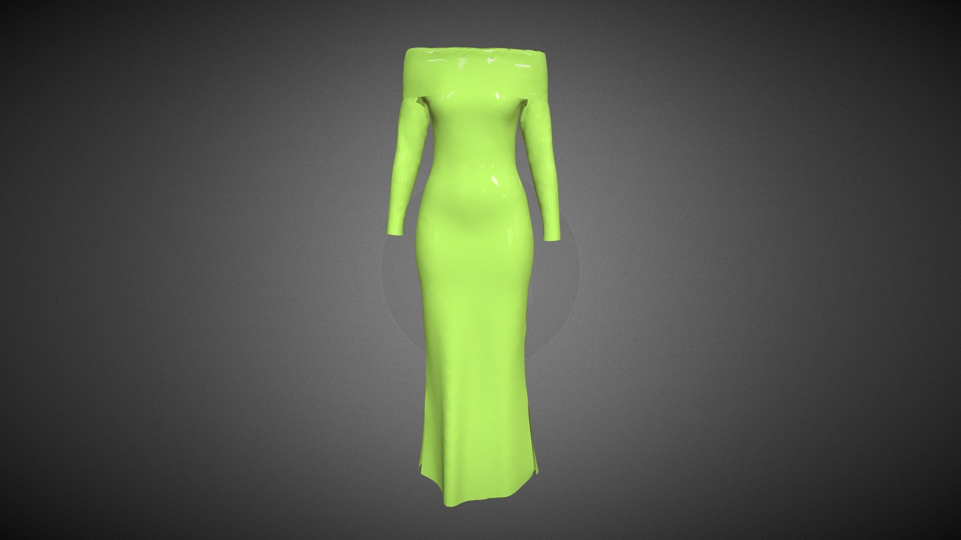 Ladies Shoulder Long Dress - Buy Royalty Free 3D model by Clothing Axis ...