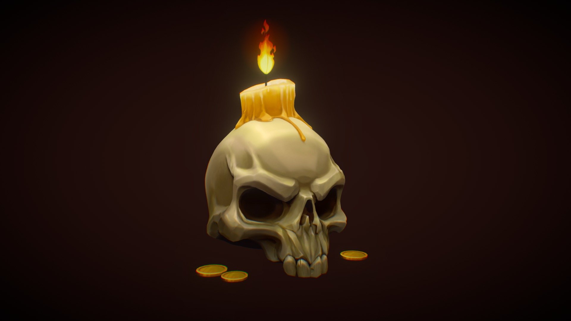 Stylized skull with a candle - 3D model by nav.nikitina3 [0d053e1 ...