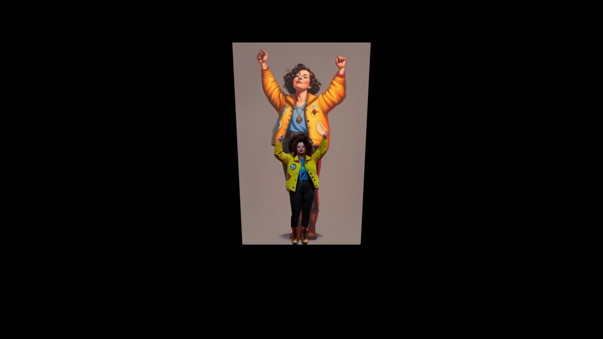cartoon illustration of a woman in a yellow jack - Download Free 3D ...