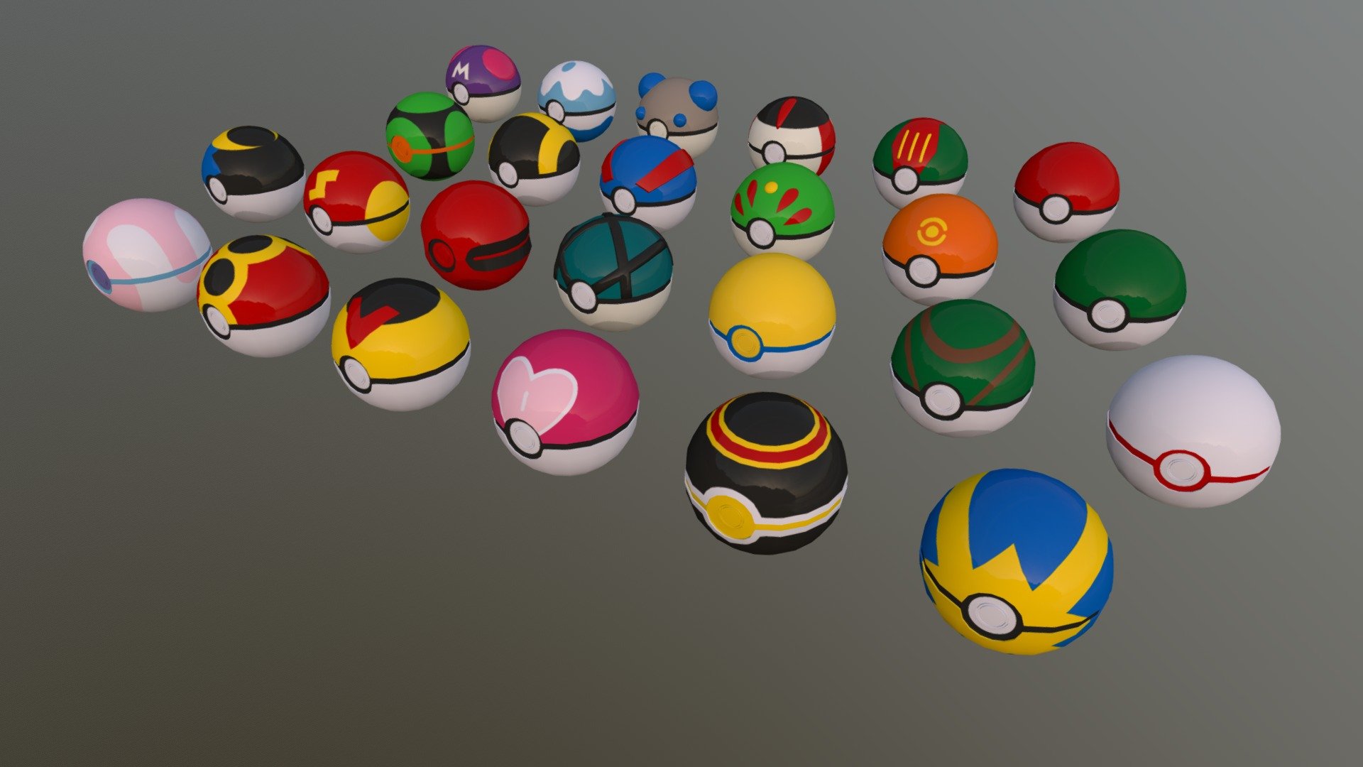 Pokeballs low poly - 3D model by Wilczyca [0d19e75] - Sketchfab