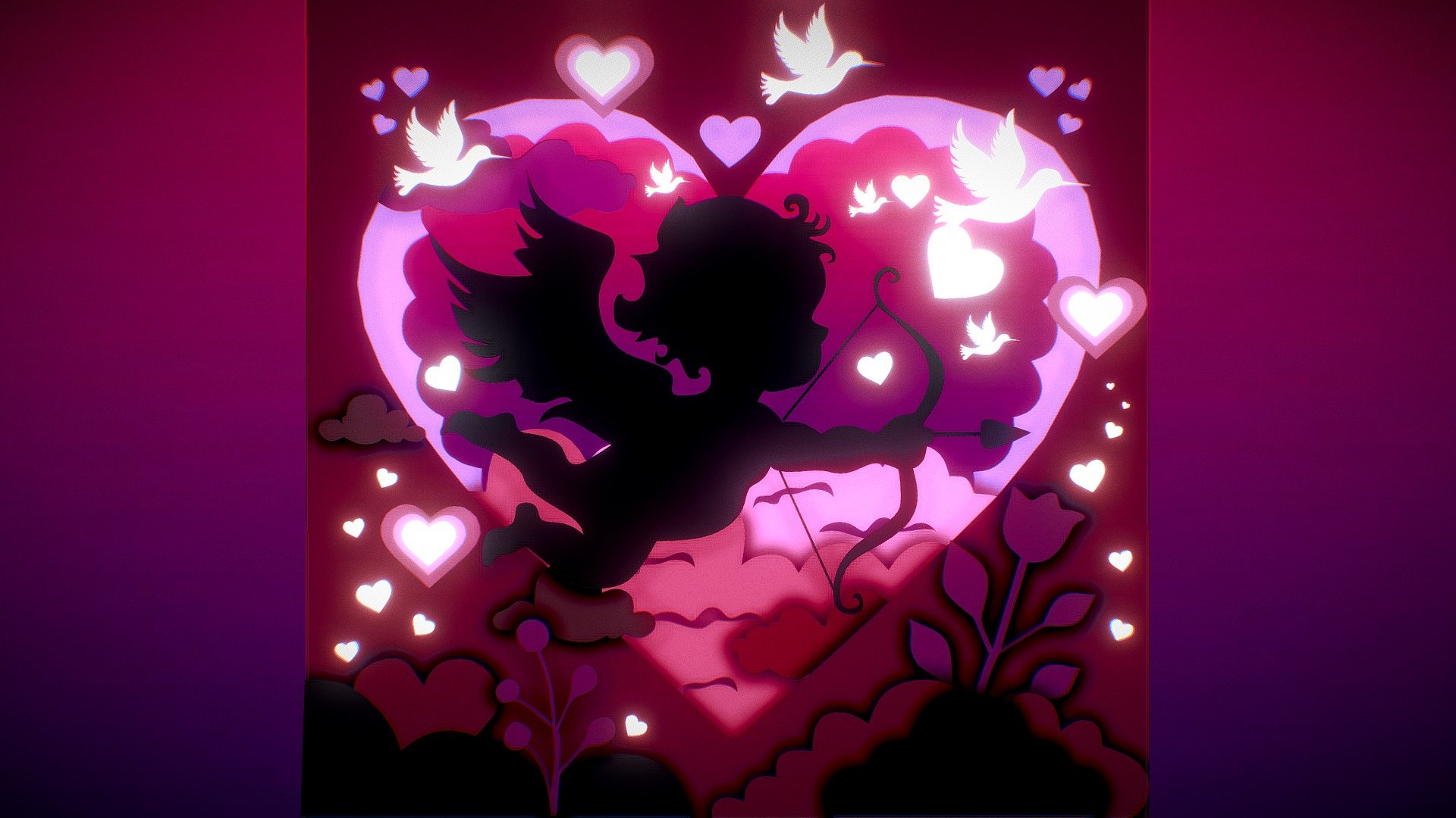 Valentine: Cupid Angel Shadow box - 3D model by arloopa [0d1cc0d] - Sketchfab