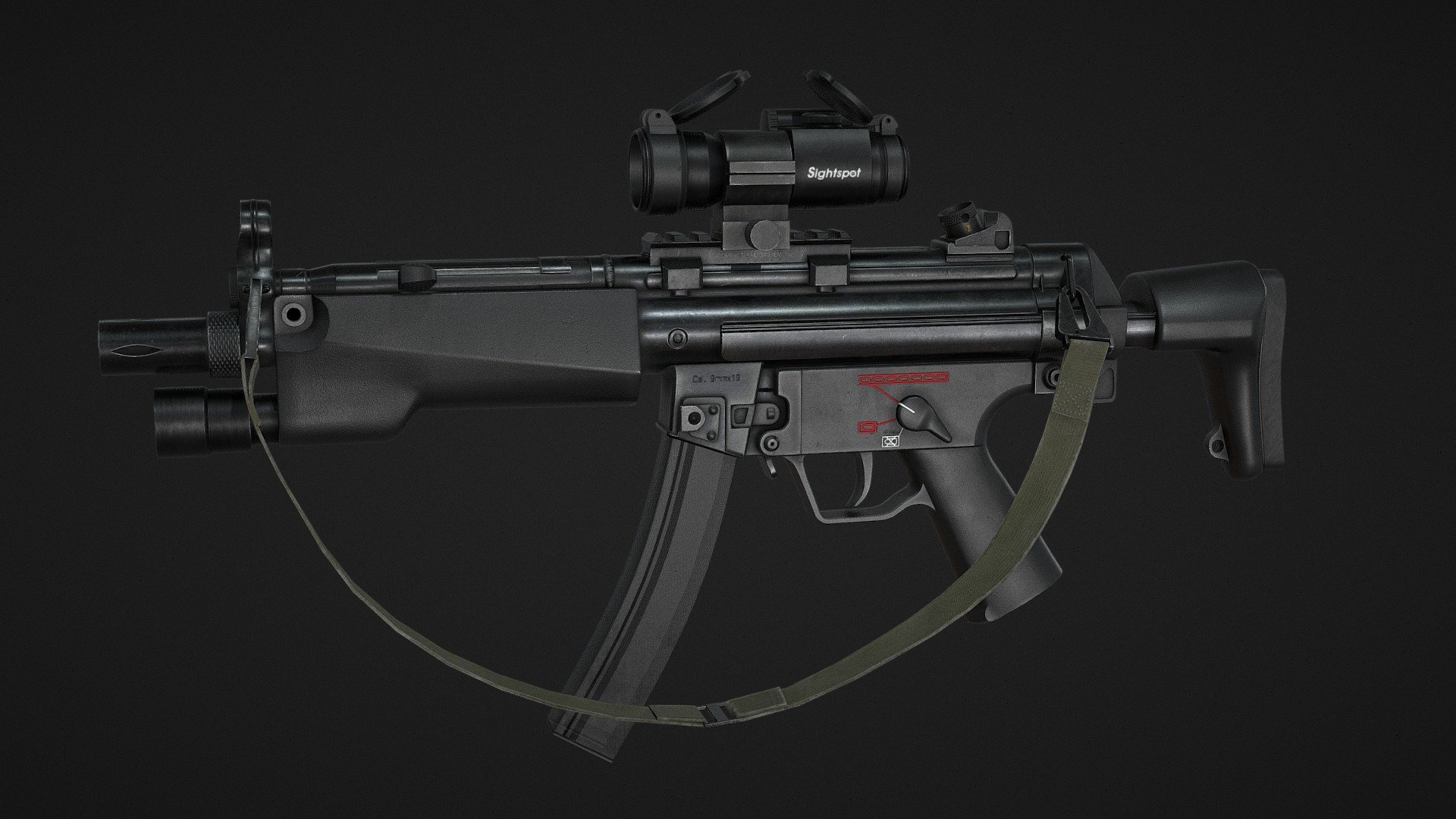MP5 with flashlight and red dot - 3D model by MarcusG94 [0d237fd ...