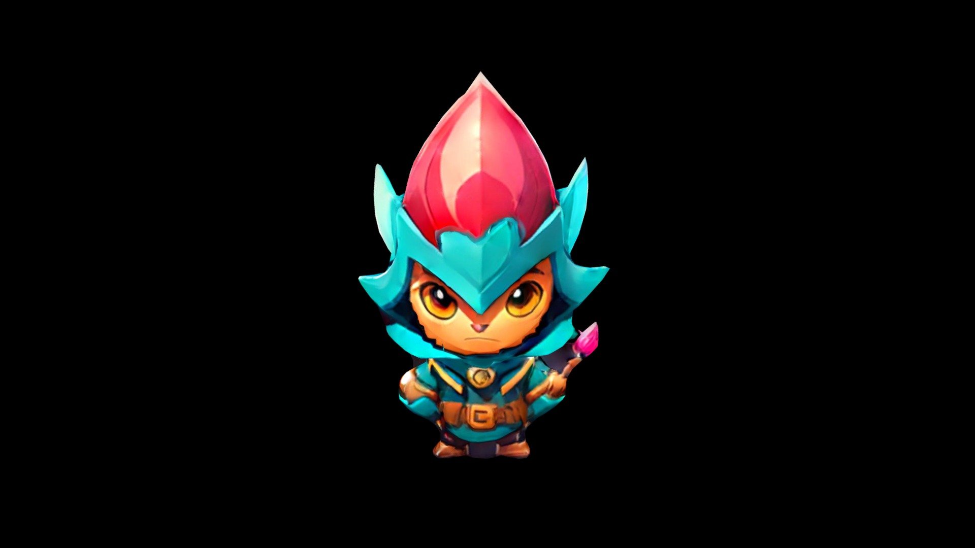 A chibi-style character wearing a blue and pink - Download Free 3D ...