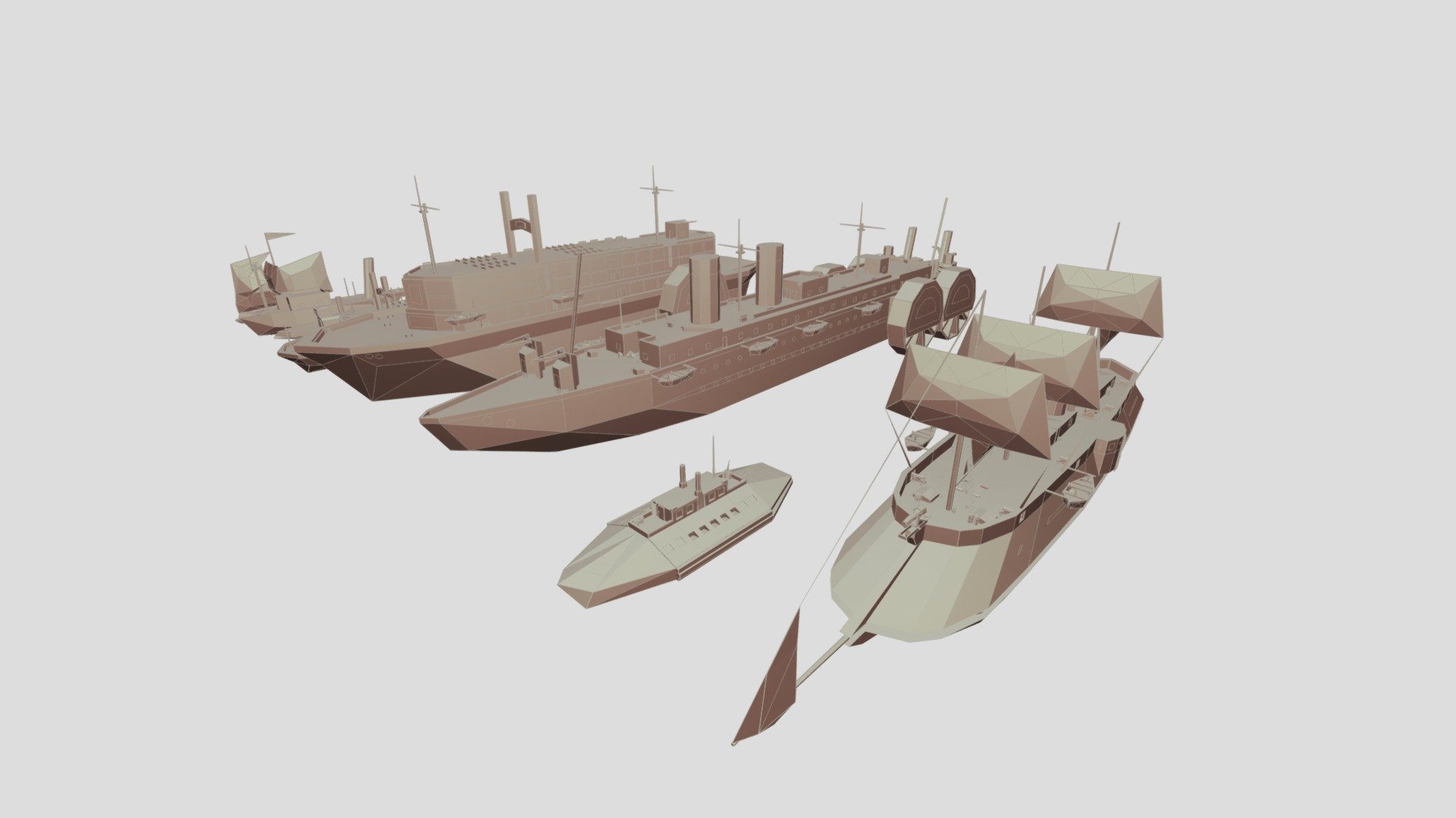 Low Poly 19th century ships - Download Free 3D model by rossi.fahd ...
